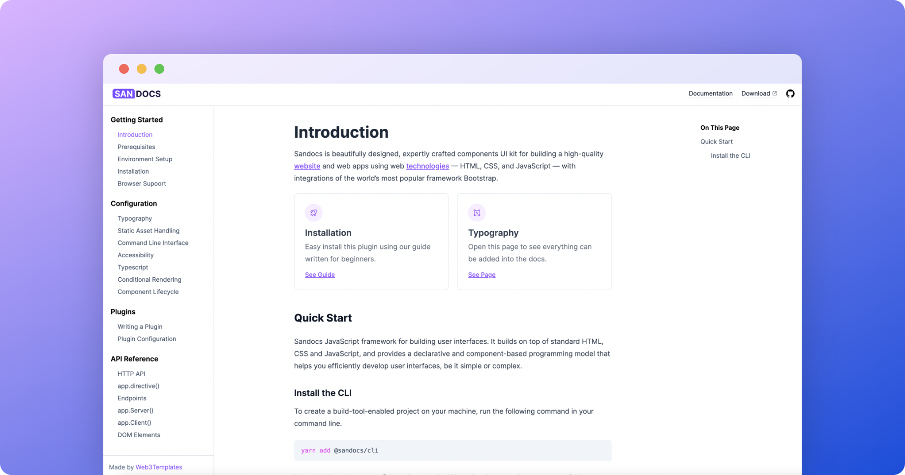 Sandocs Documentation Template - made with Sanity.io