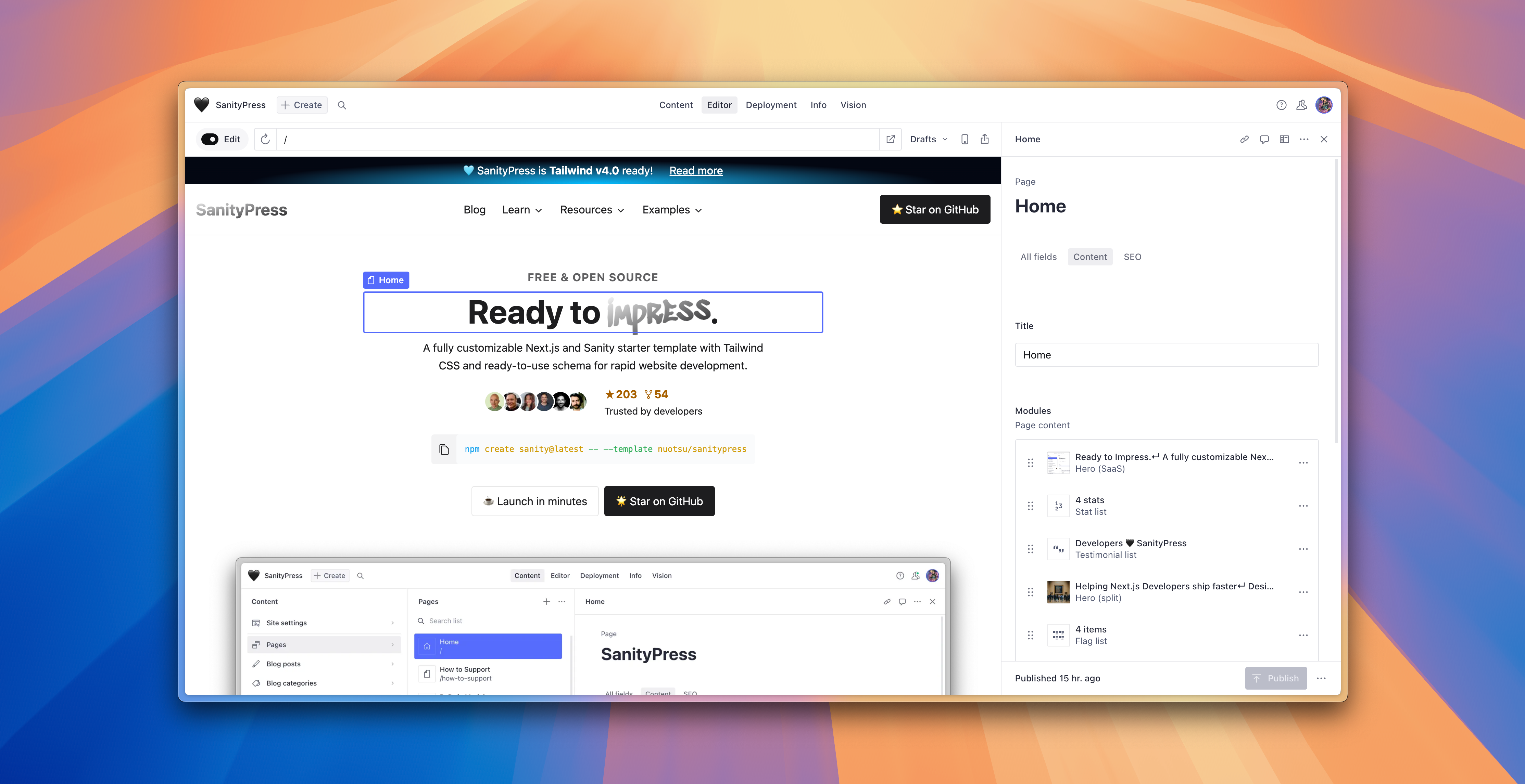 SanityPress 🖤 A Customizable Next.js + Sanity.io Starter Templat... - made with Sanity.io