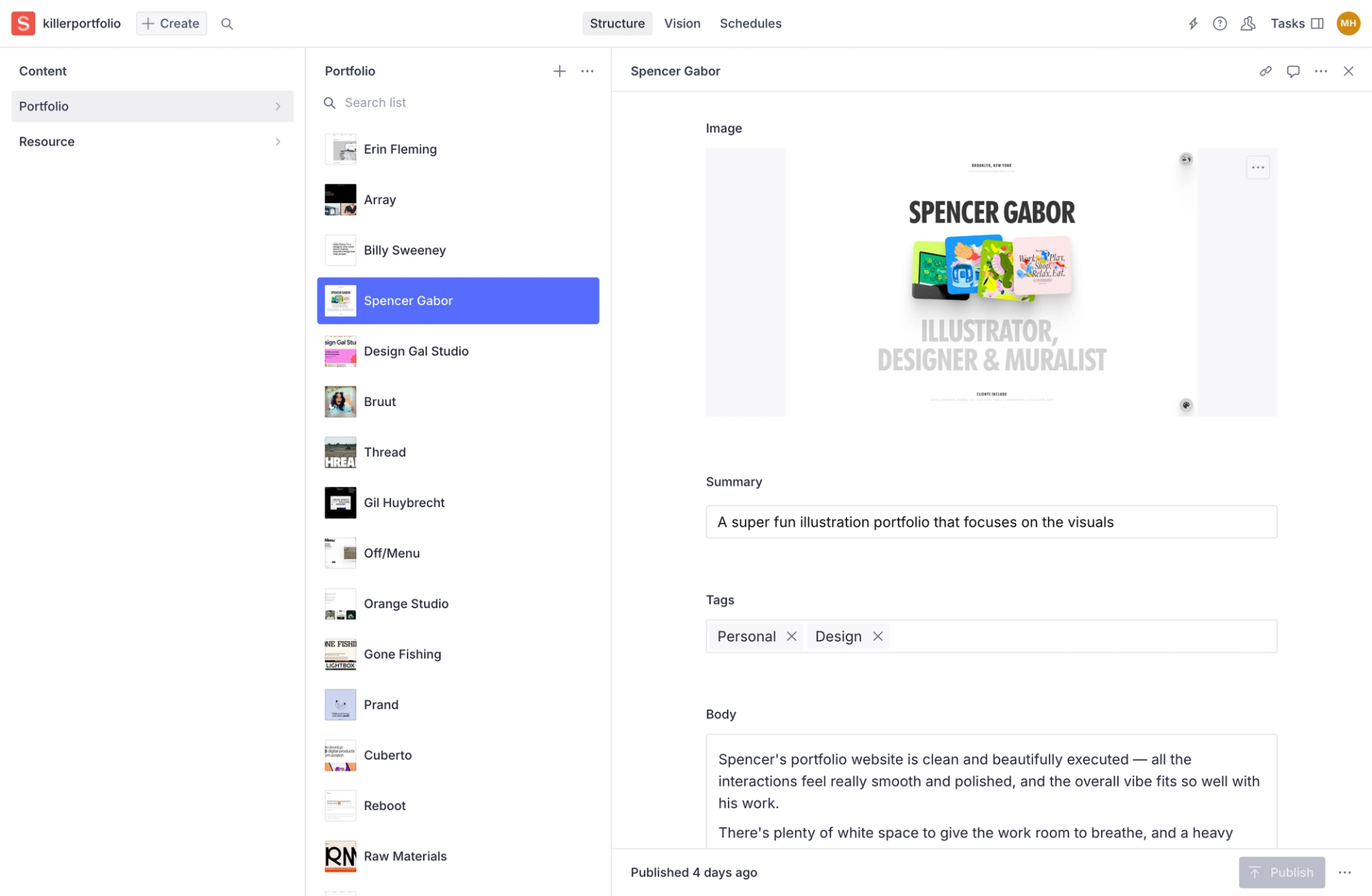 Killer Portfolio - made with Sanity.io