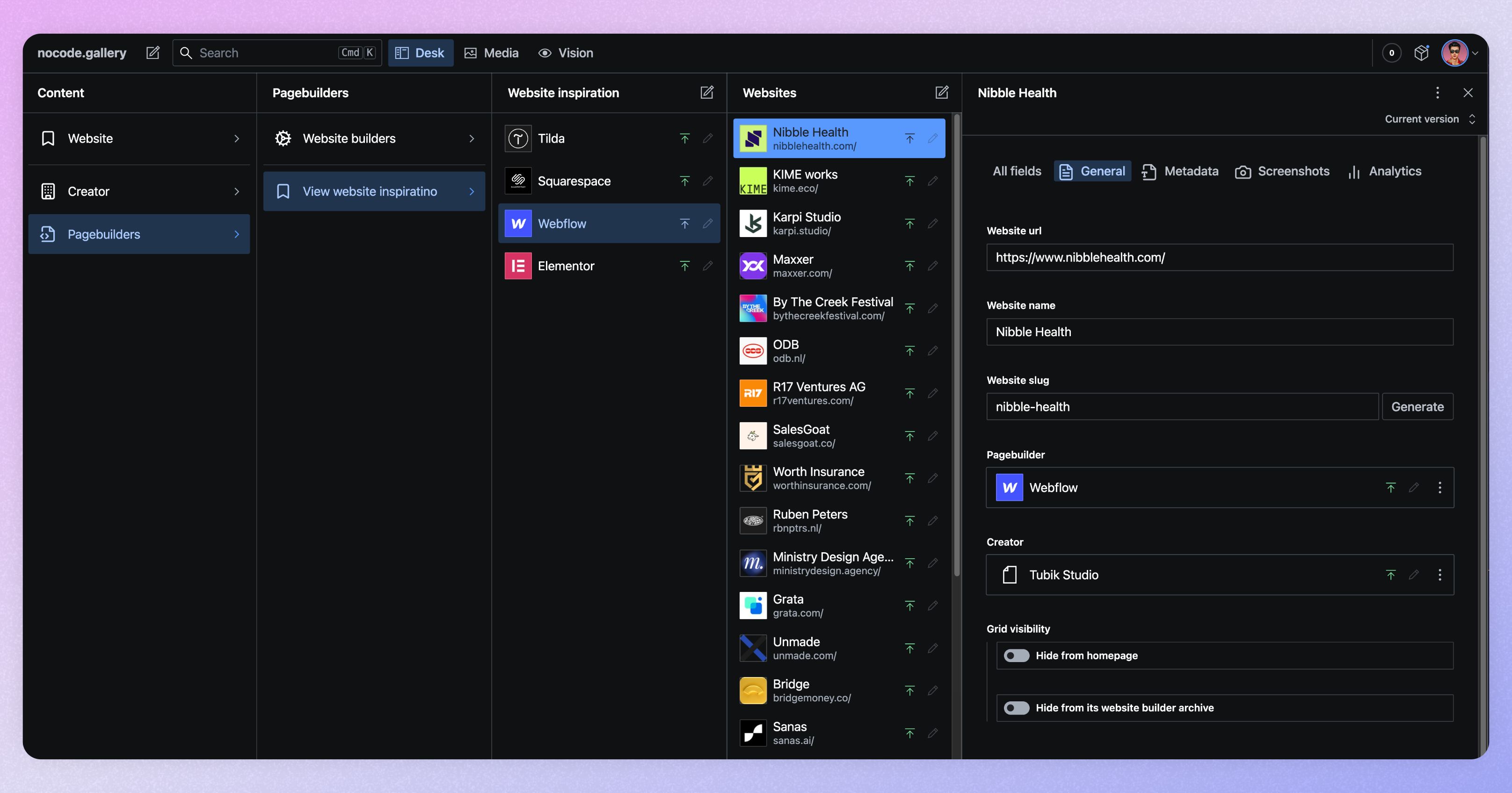 nocode.gallery - made with Sanity.io