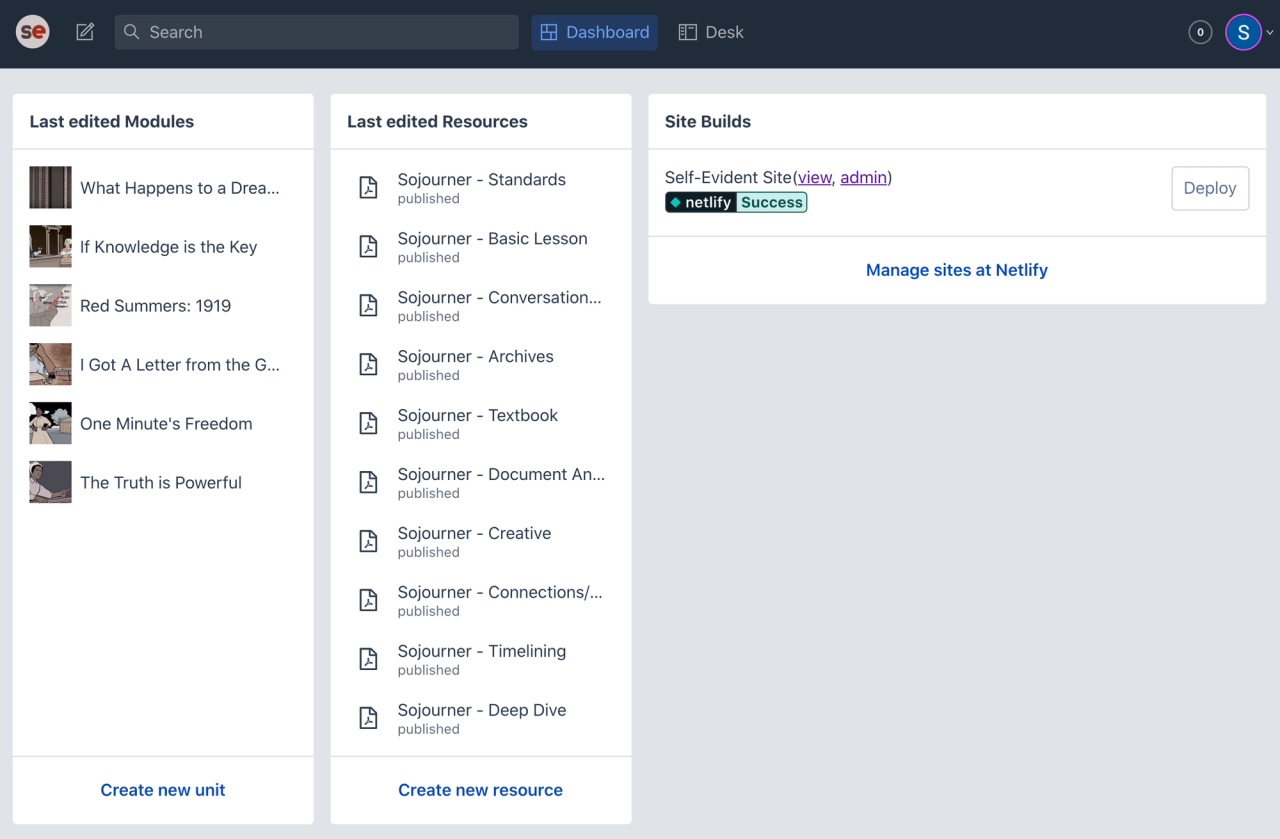 Self-Evident Education - made with Sanity.io