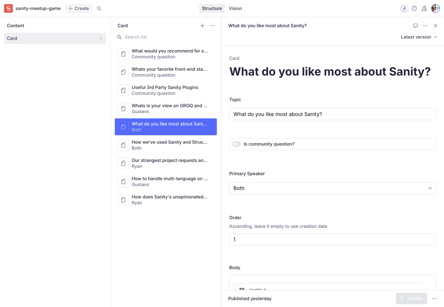 Sanity Meetup presentation - made with Sanity.io
