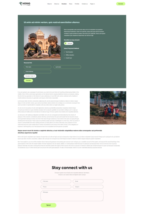 Aiding: donation nonprofit website Next.js template - made with Sanity.io