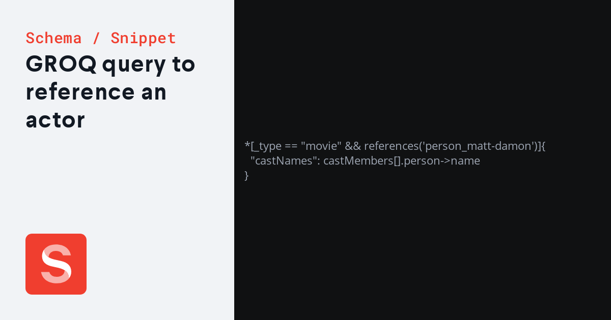 GROQ query to reference an actor - Sanity Recipes
