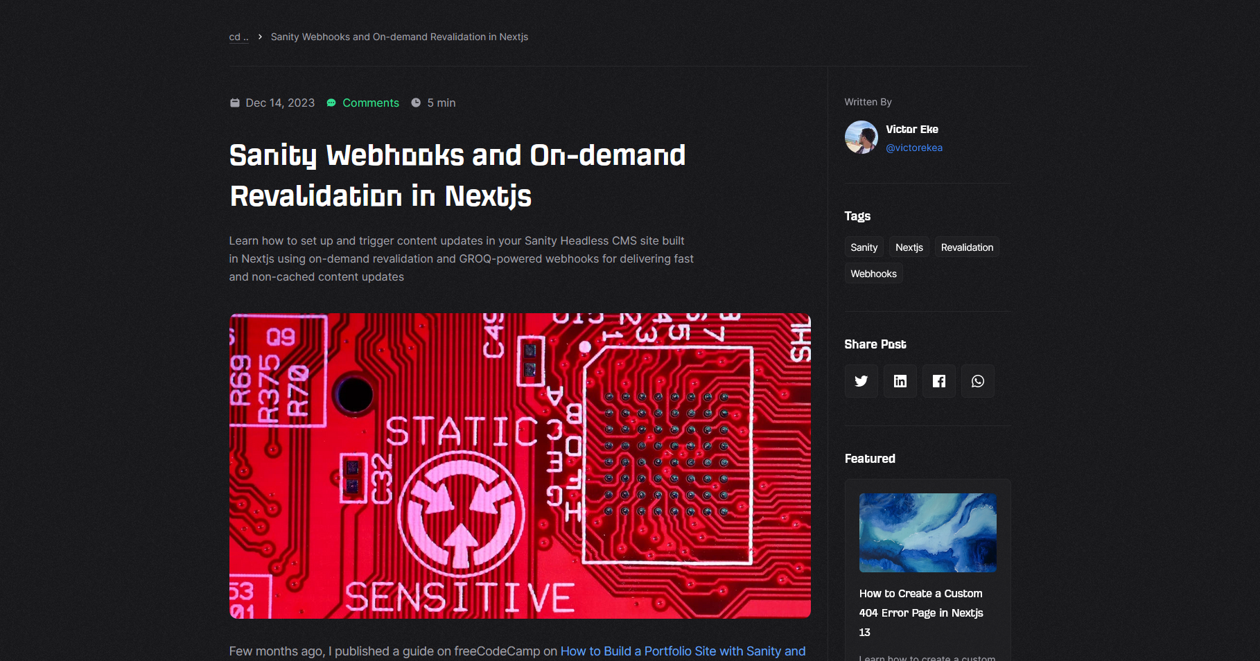 Victor Eke Portfolio Site - made with Sanity.io