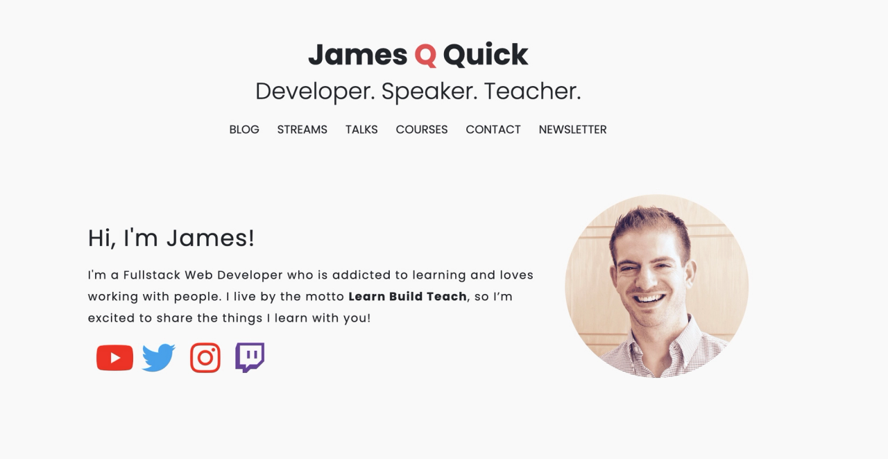 James Q Quick Personal Site - made with Sanity.io