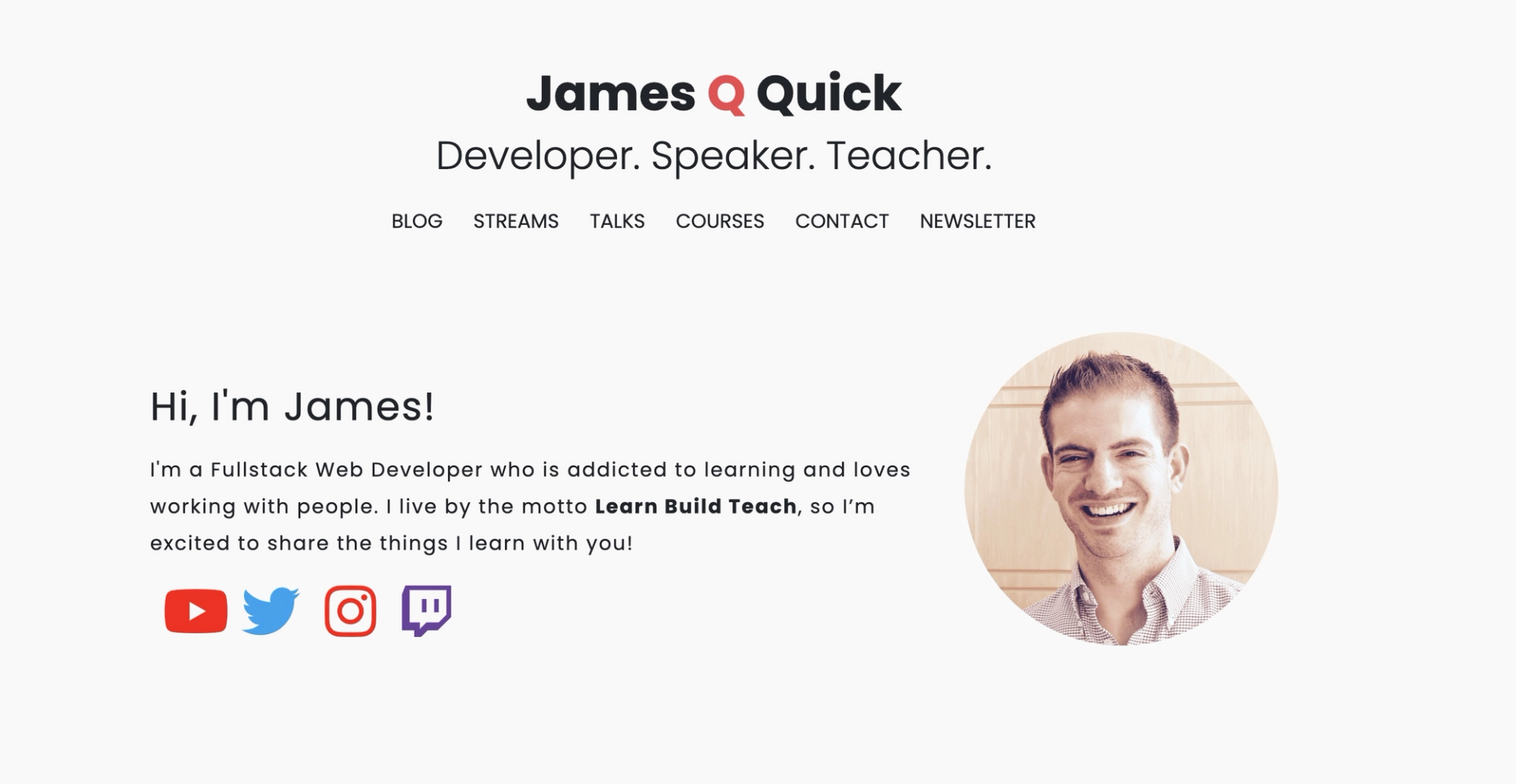 James Q Quick Personal Site - made with Sanity.io