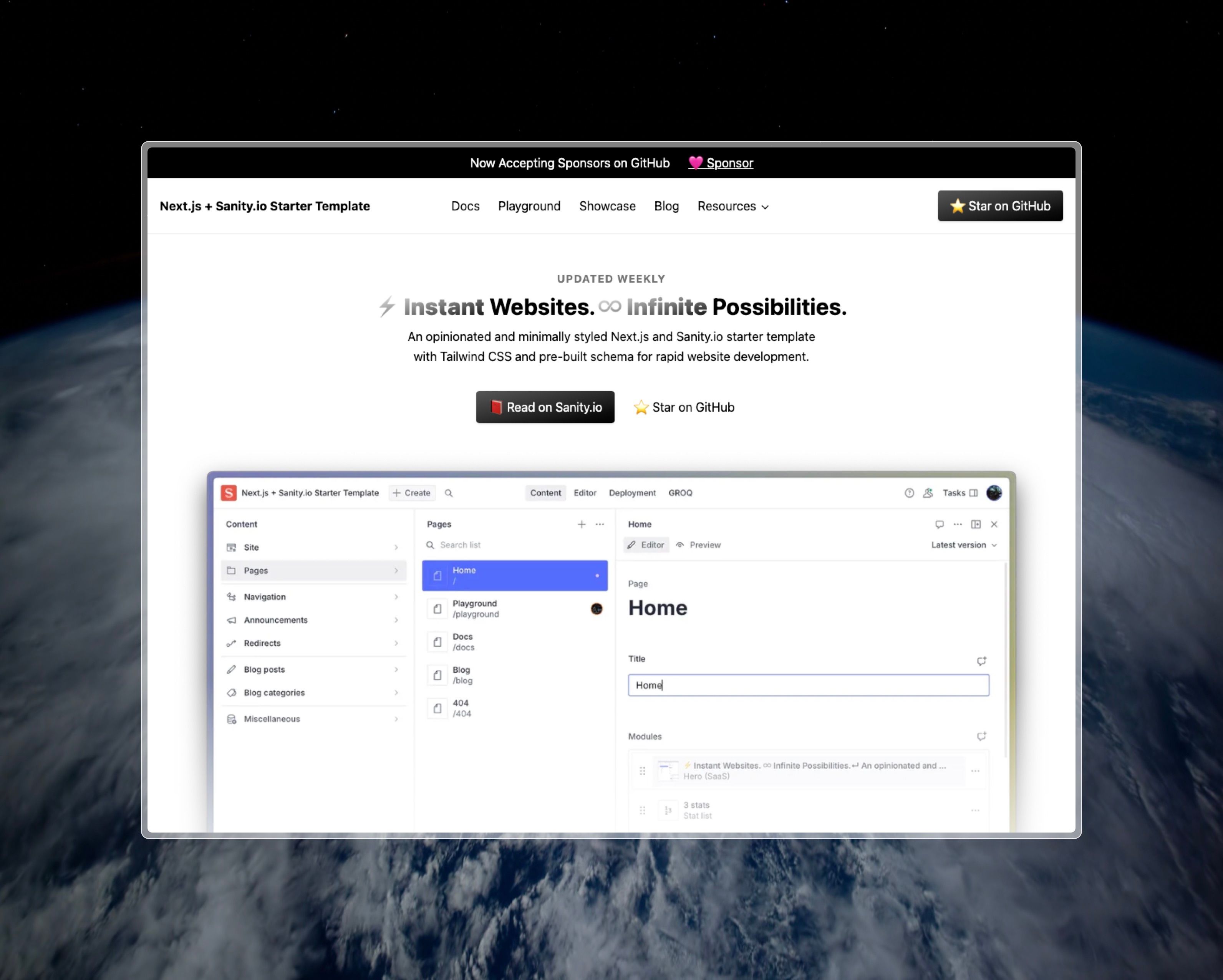 ⚡ Instant Websites. ♾️ Infinite Possibilities. - made with Sanity.io