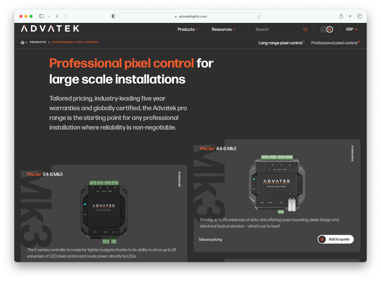Advatek ecommerce website - made with Sanity.io