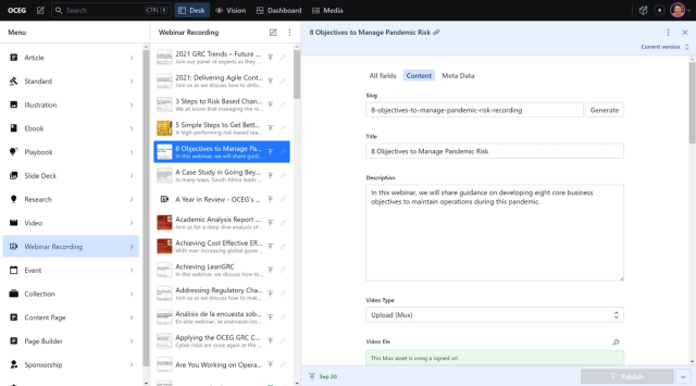 OCEG Web Site - made with Sanity.io