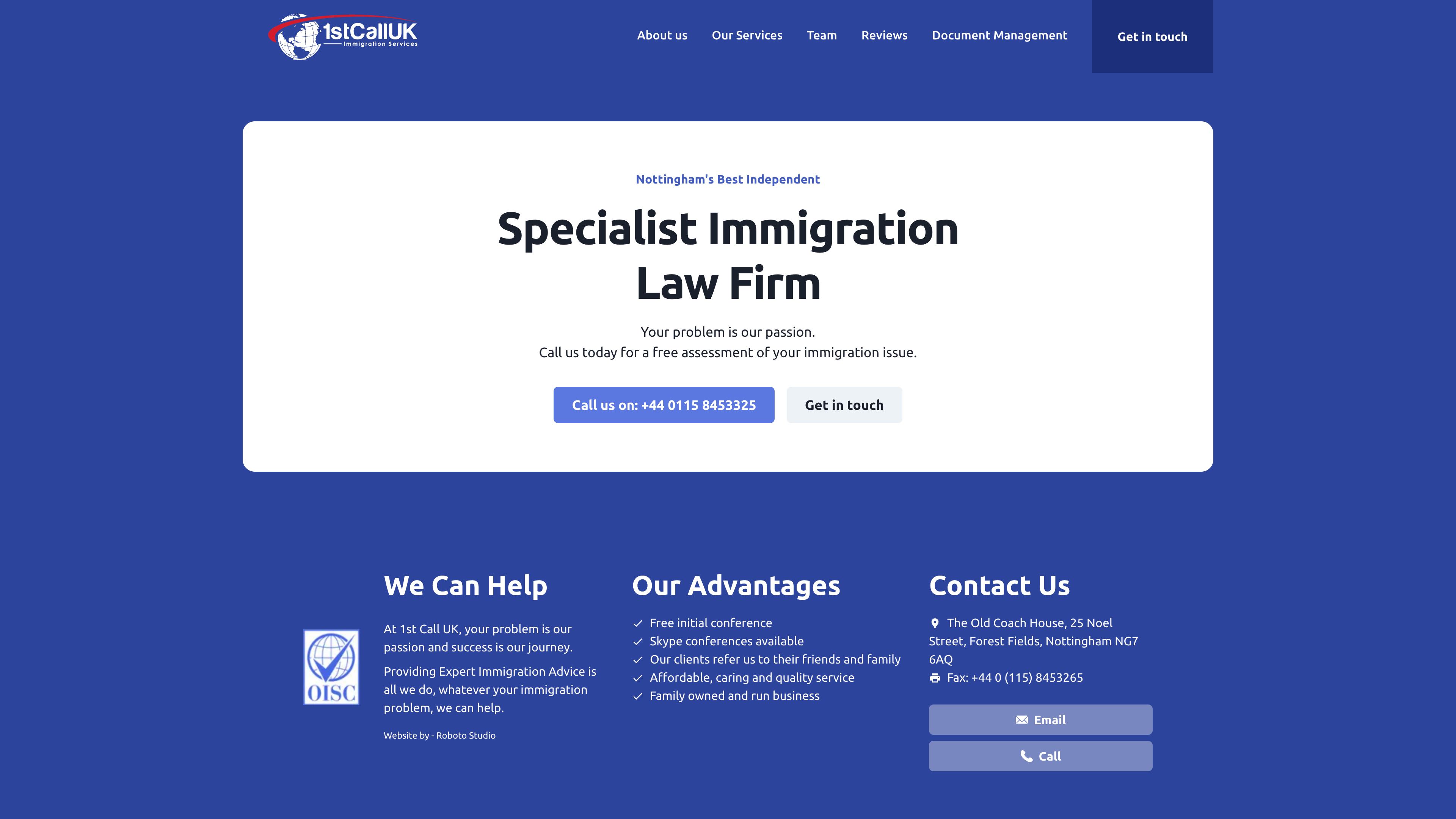 1st Call Immigration - made with Sanity.io