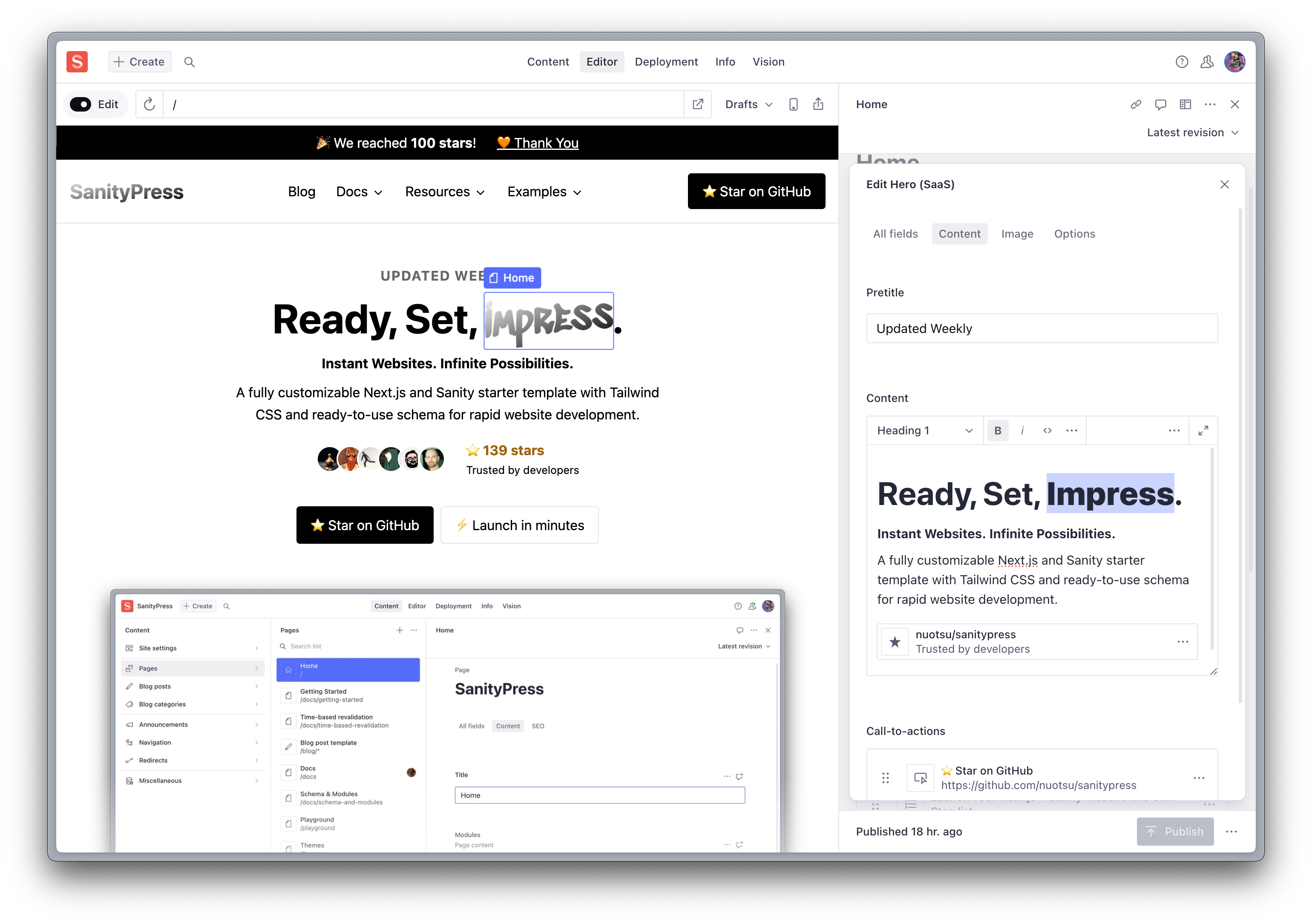 SanityPress 🖤 A Customizable Next.js + Sanity.io Starter Templat... - made with Sanity.io