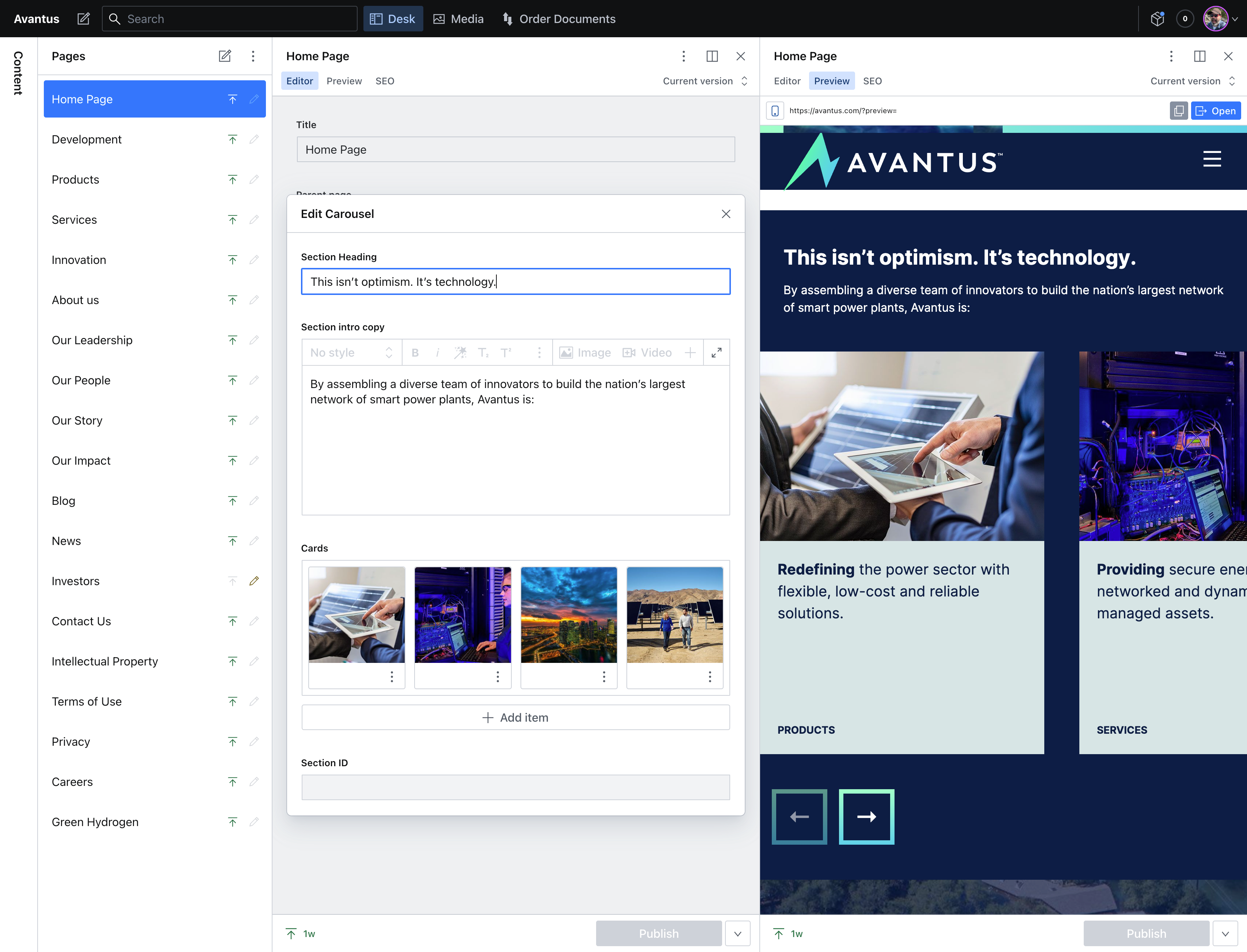 Avantus - made with Sanity.io