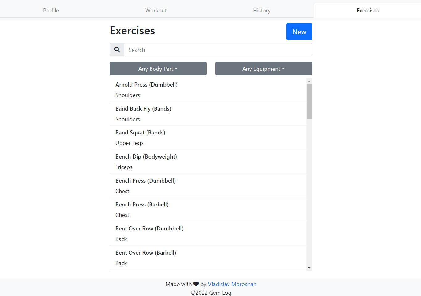 Gym Log - made with Sanity.io