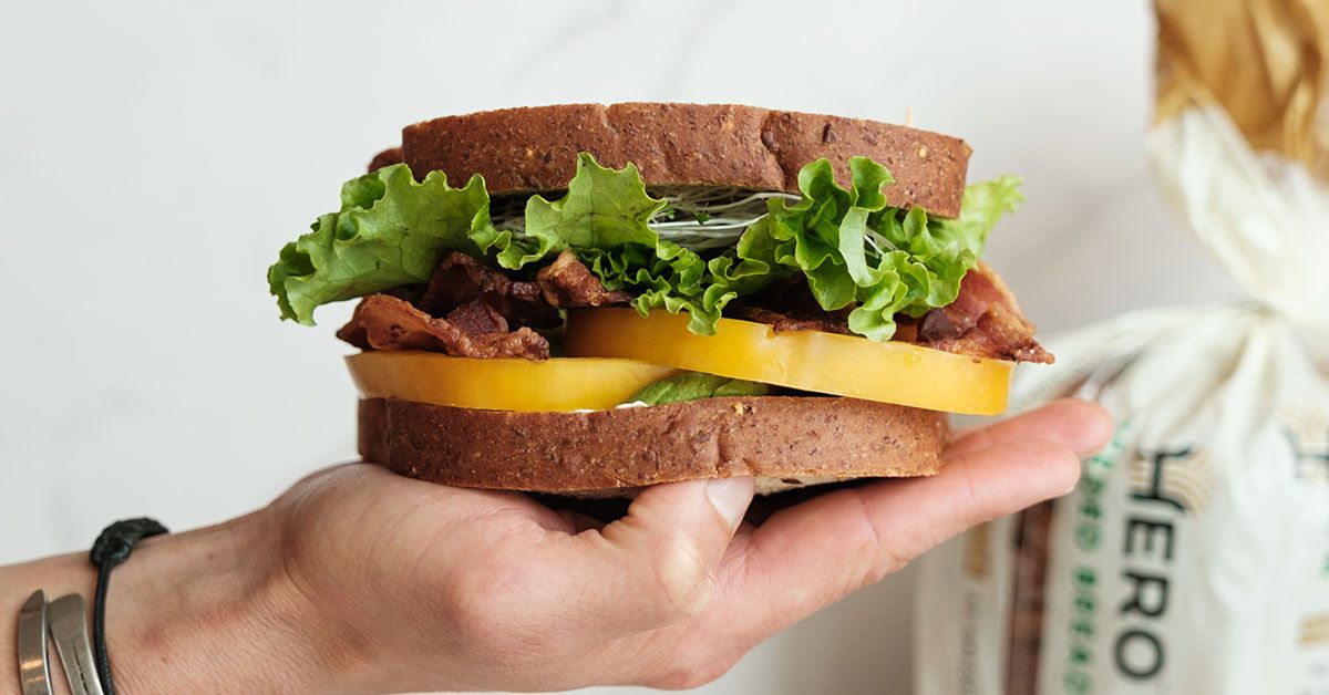 Classic BLT Sandwich on 1g Net Carb Hero Seeded Bread