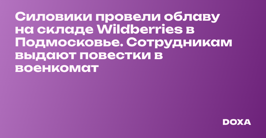 Силовики провели облаву на складе Wildberries в Подмосковье. Сотрудникам выдают повестки в ...