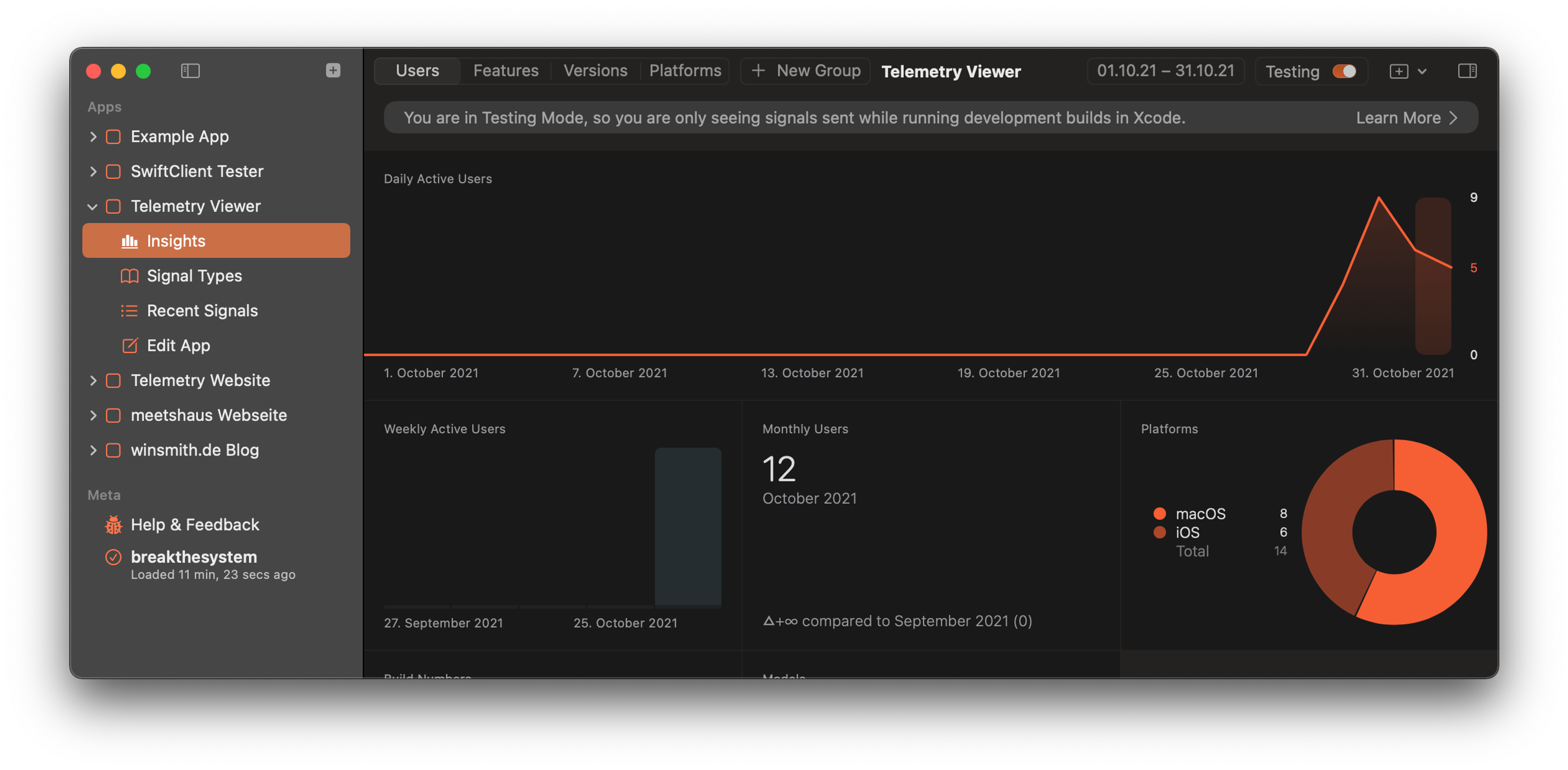 Test Mode | TelemetryDeck