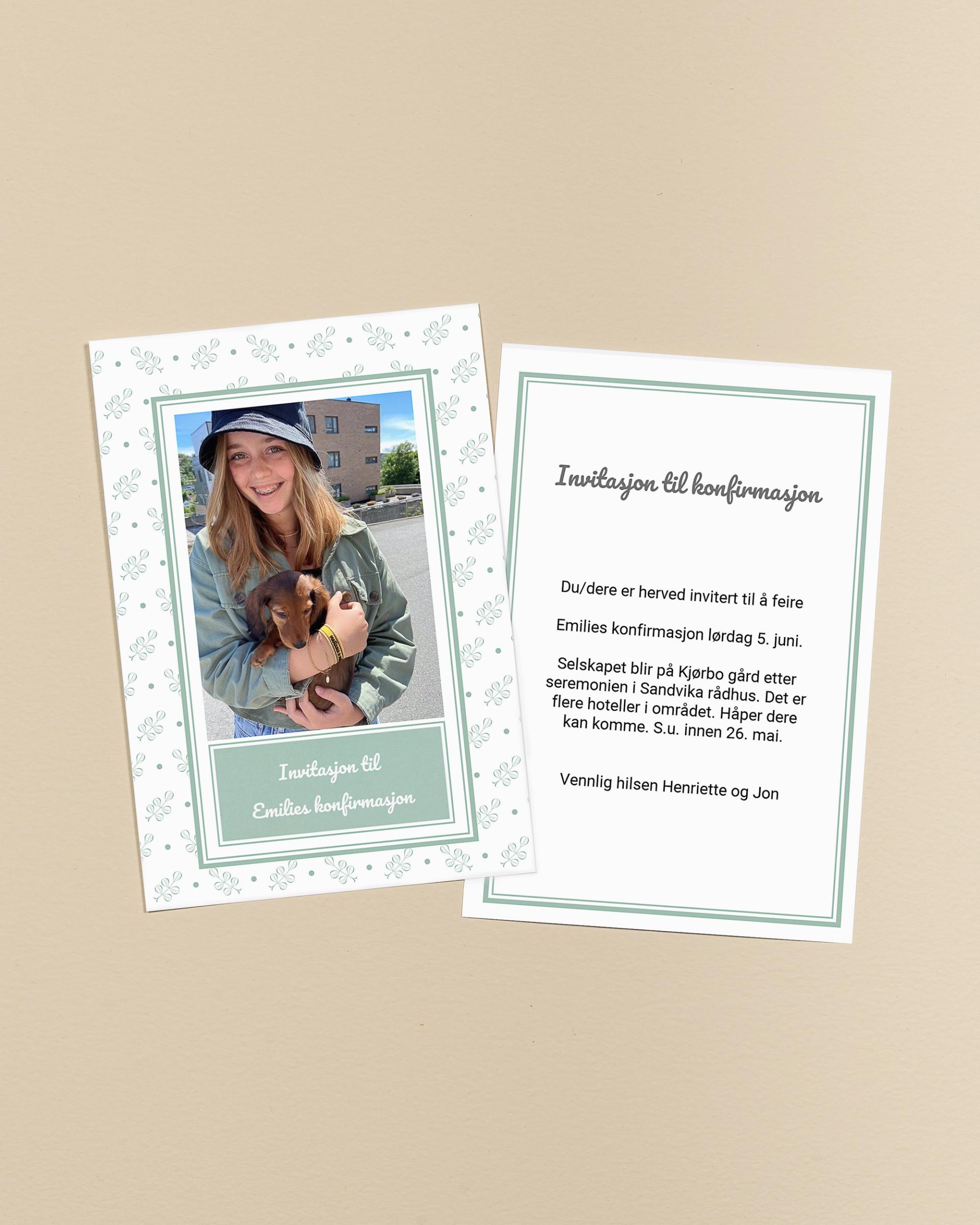 Invitasjonskort | konfirmasjon | Bryllup | Jubileum | Elite Foto ...
