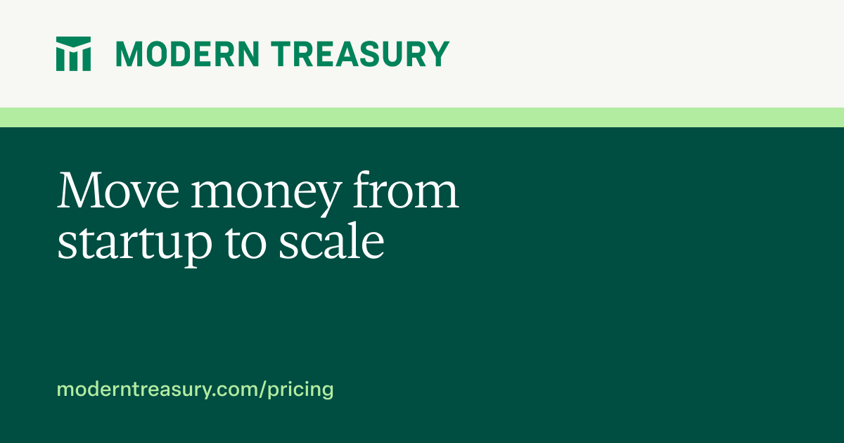 Pricing | Modern Treasury