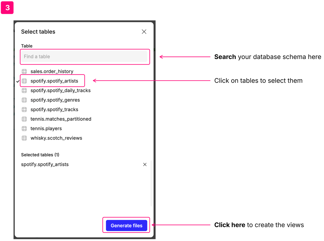 Count | Creating Views From Database Tables - Count Metrics