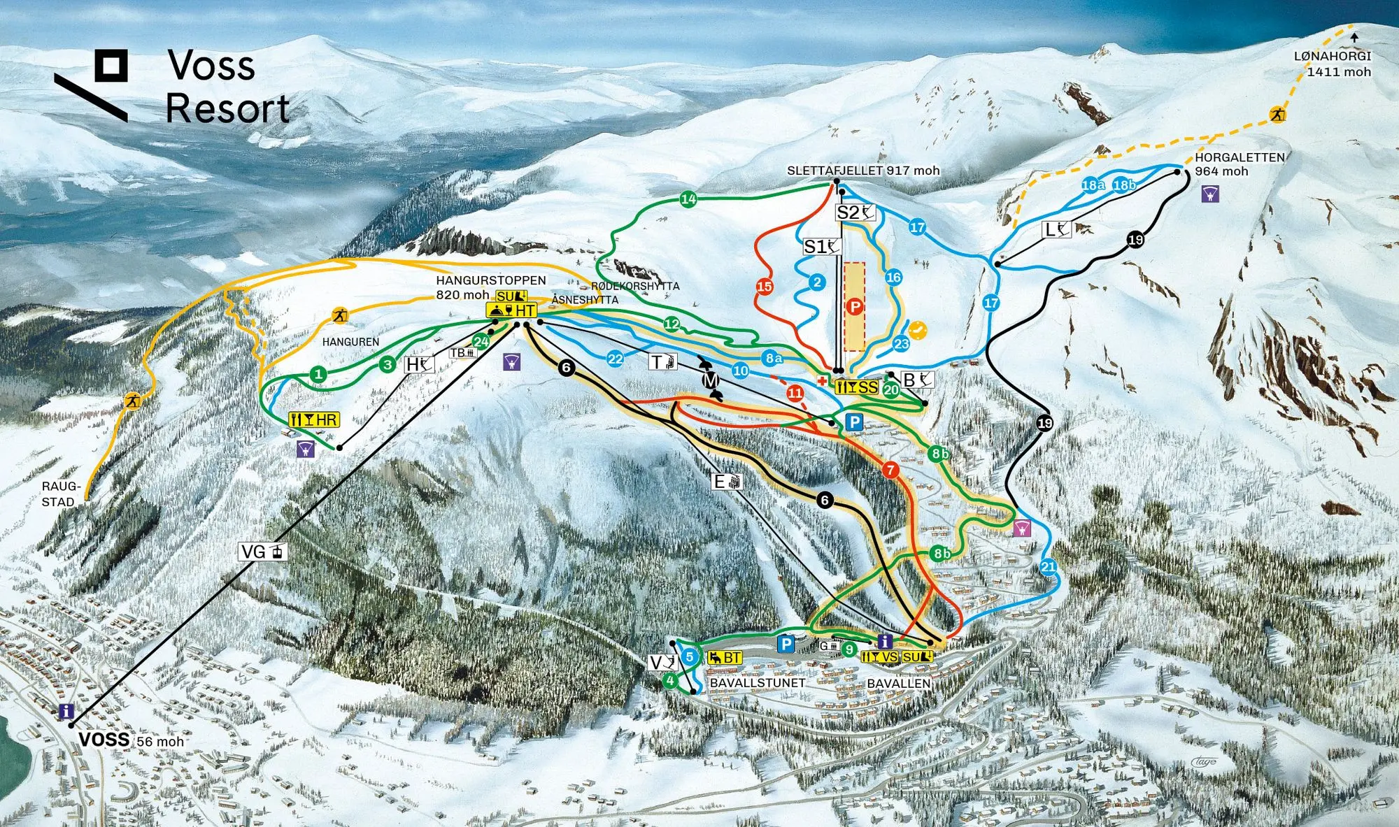 Pisteinformation - Voss Resort Skicenter