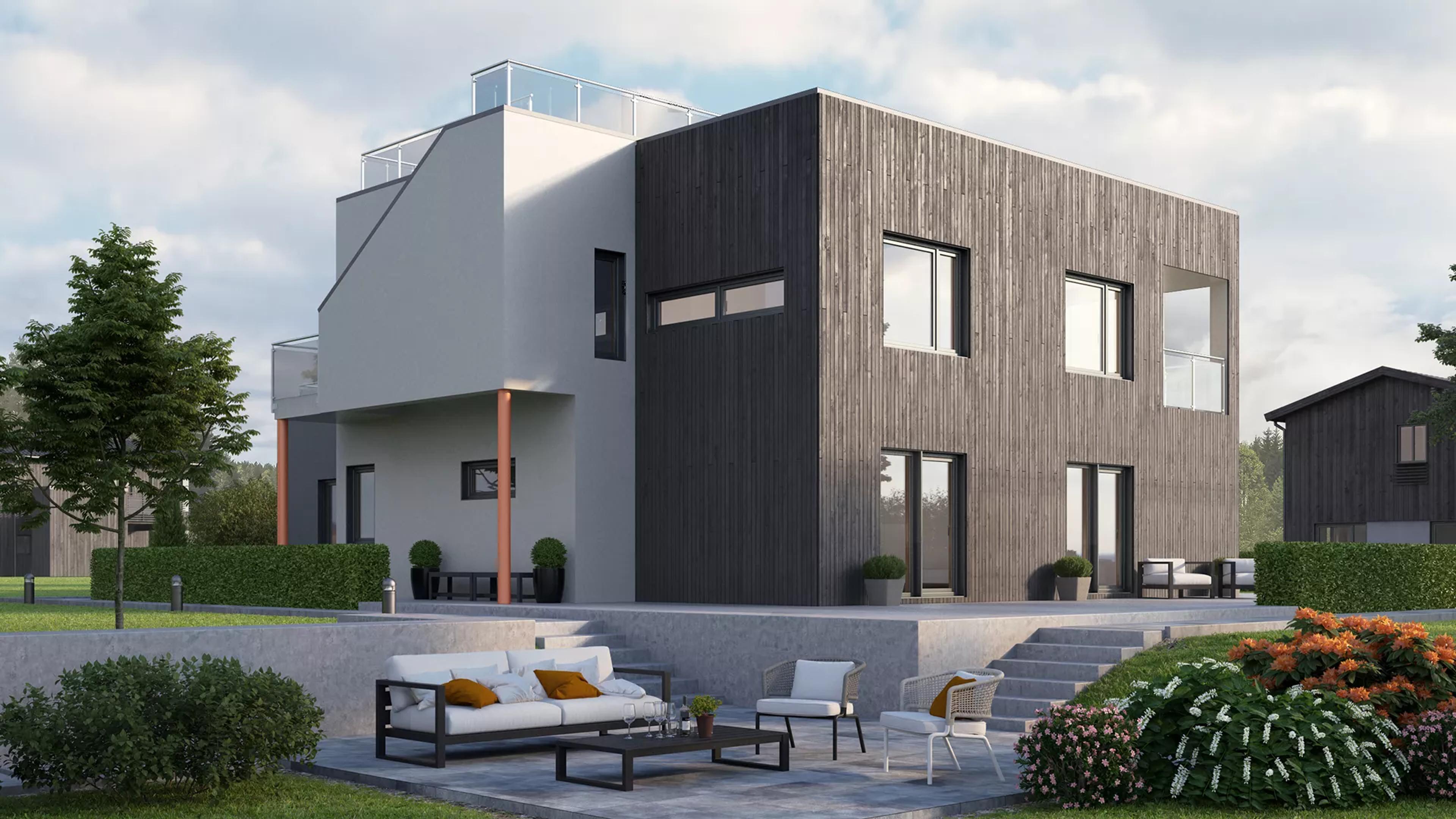 Jakob - funkishus med 2 takterrasser | Systemhus