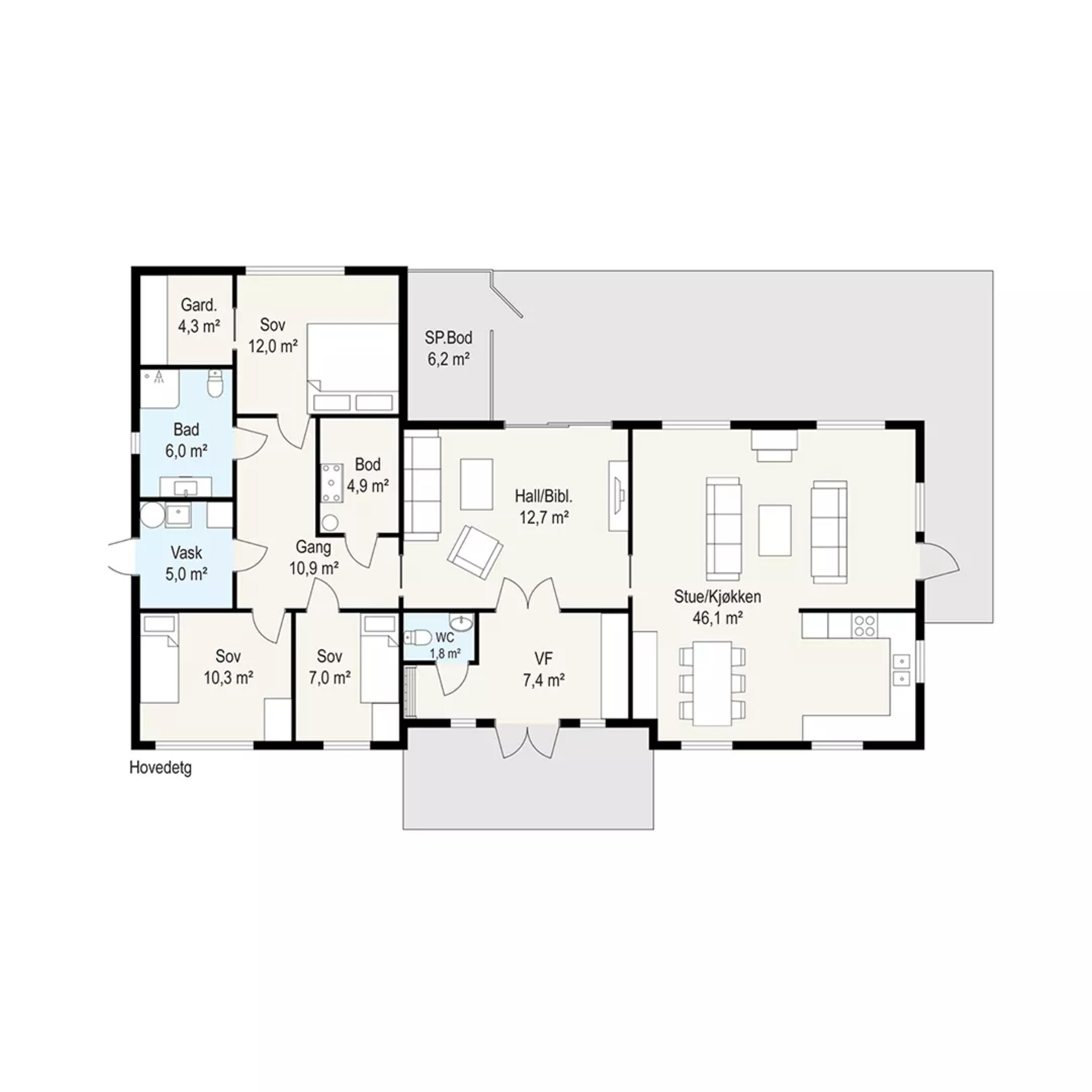 Stange - klassisk hus på ett plan Systemhus