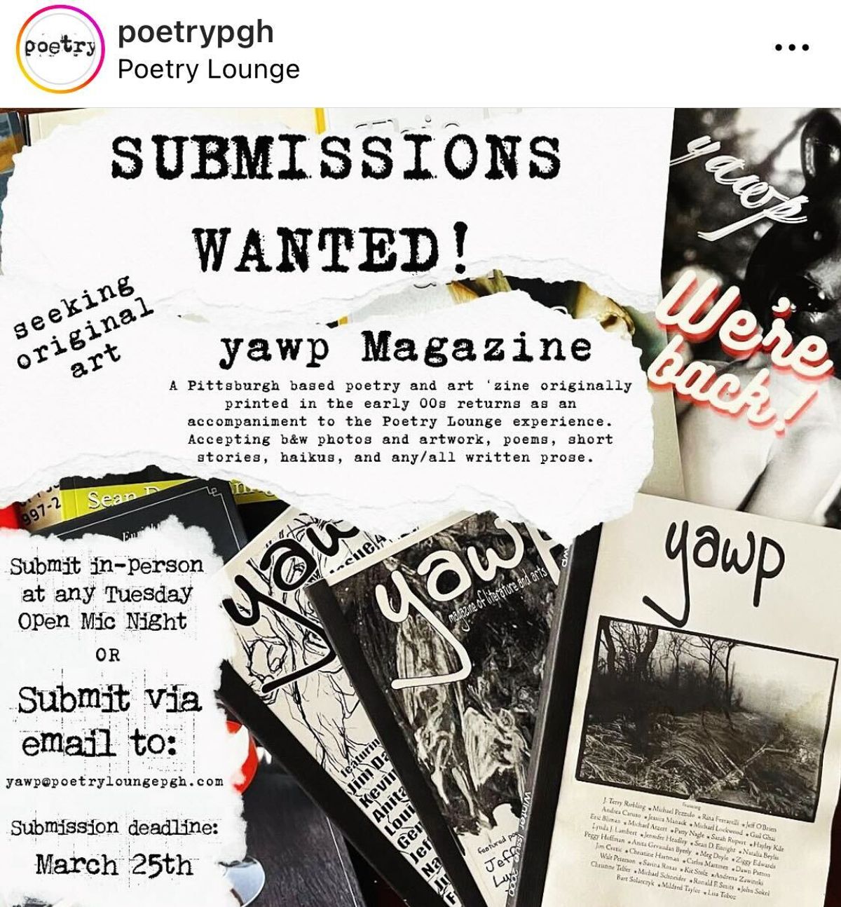 Submit Writing or Art to the Poetry Lounge’s ‘yawp’ Magazine - City ...
