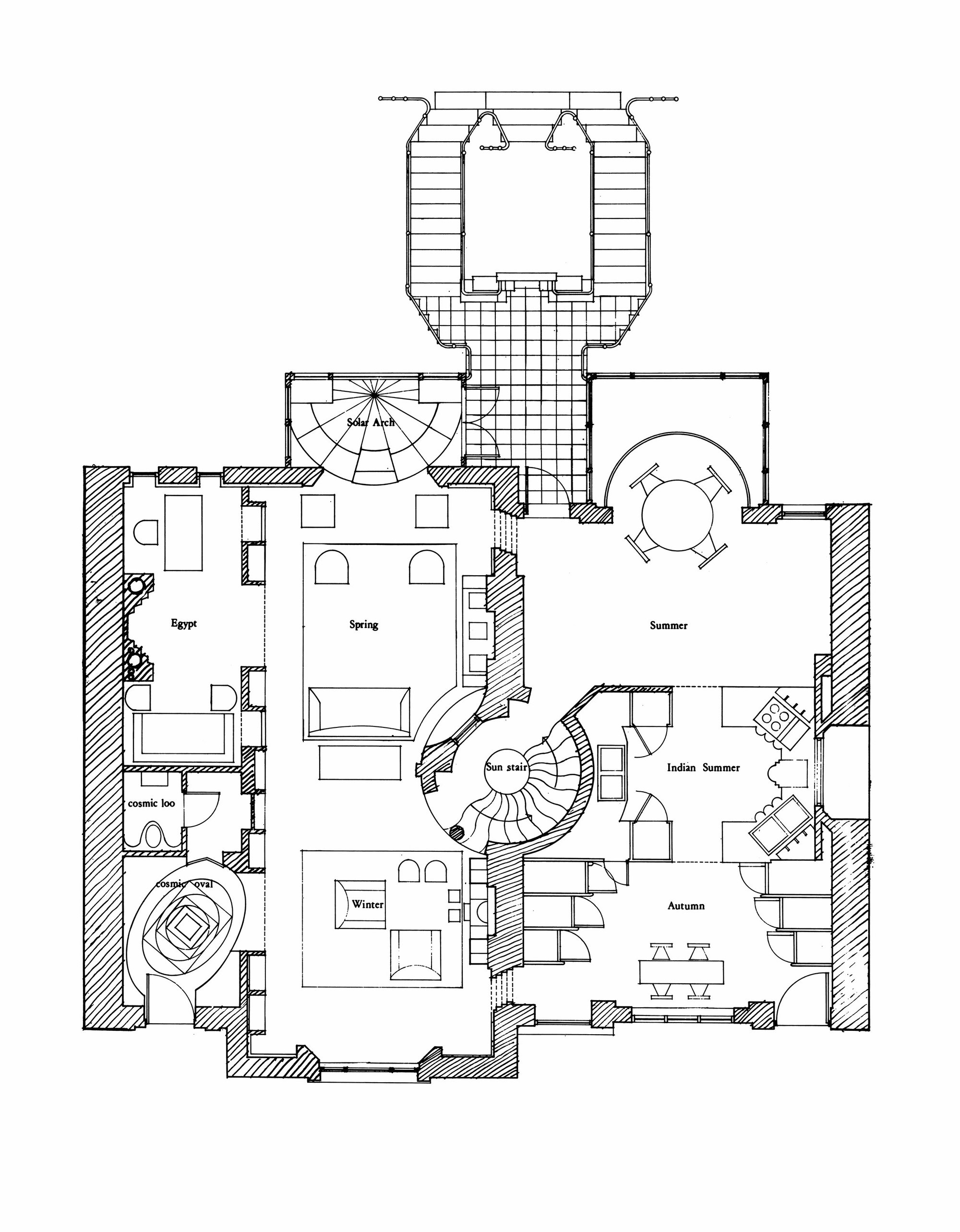 Plan of the Ground Floor of The Cosmic House – Jencks Foundation