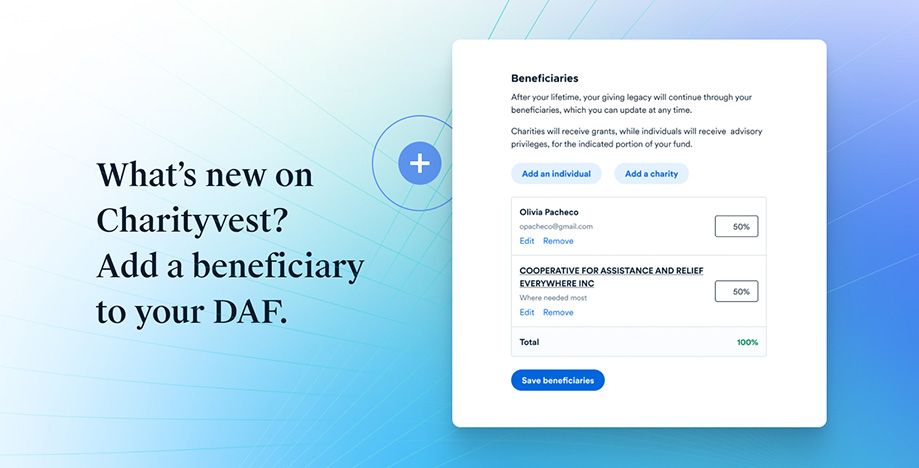 Charityvest | Charitable legacy: add a beneficiary to your DAF