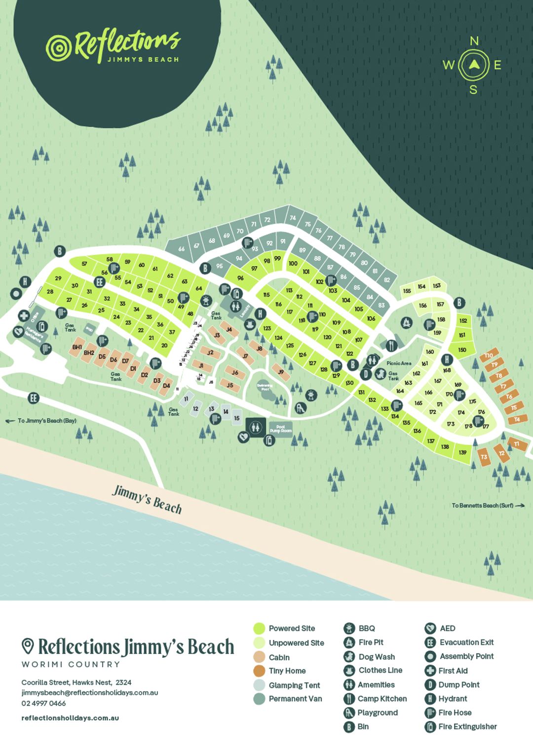 Park map | Jimmys Beach Holiday & Caravan Park | Reflections Holidays