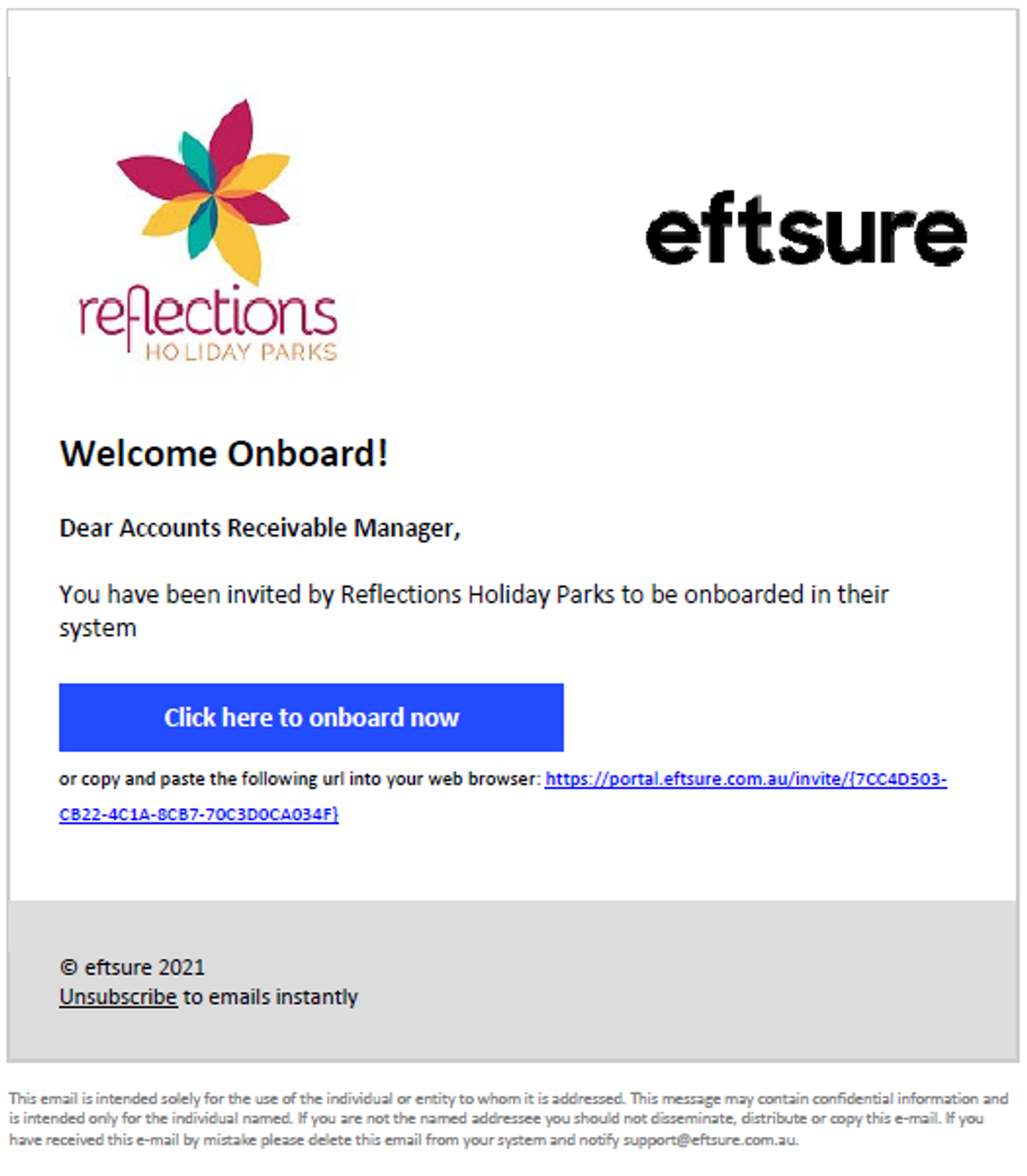eftsure Supplier Management - Reflections Holidays