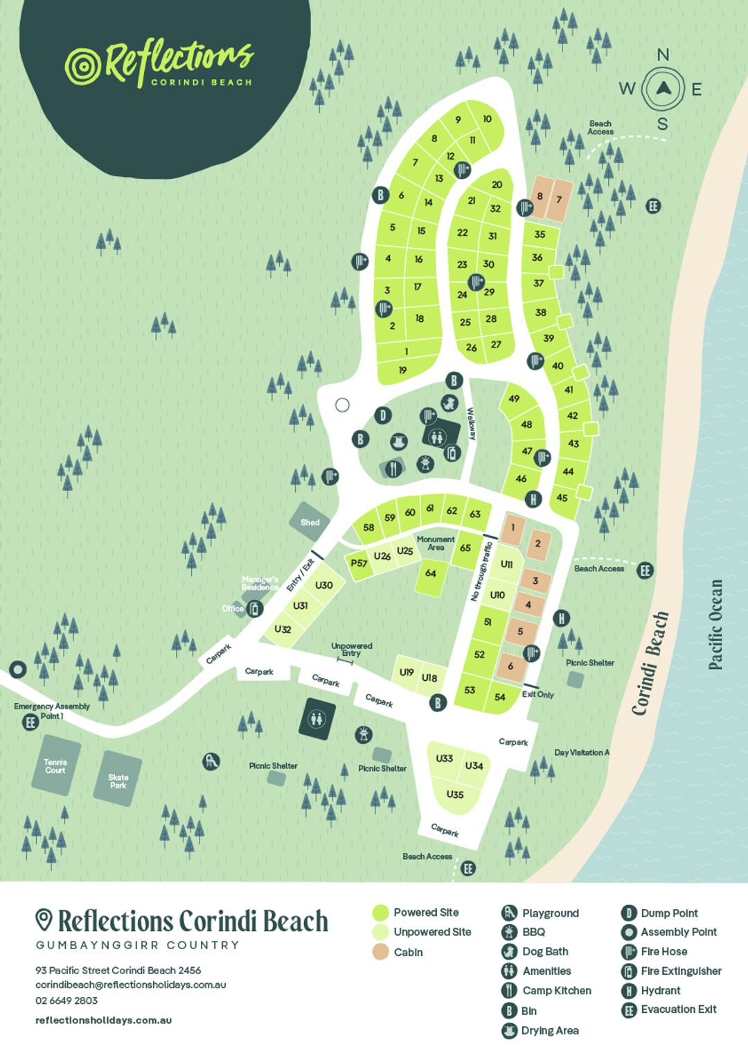 Park map | Corindi Beach Holiday & Caravan Park | Reflections Holidays