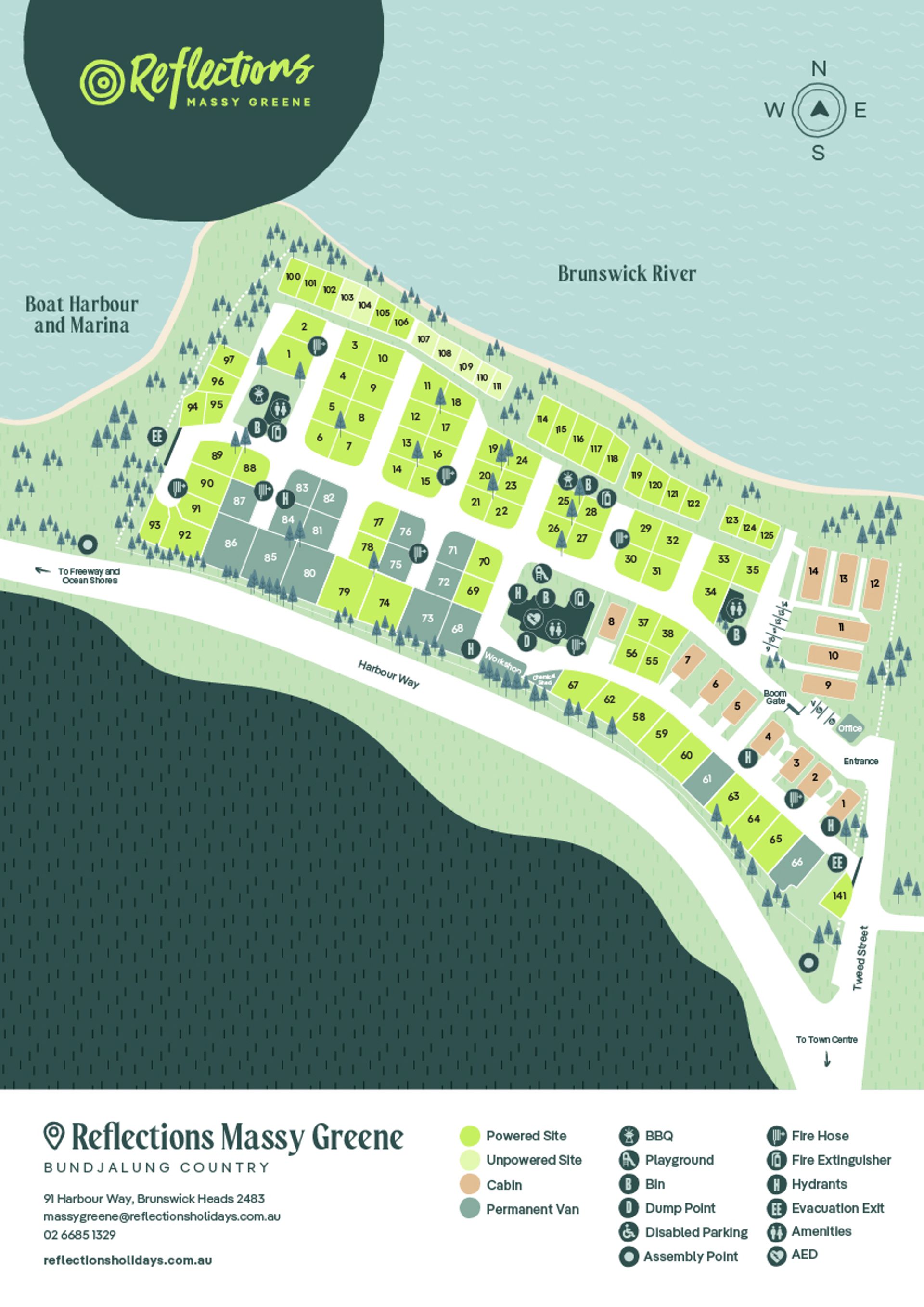 Park map | Massy Greene Holiday & Caravan Park | Reflections Holidays