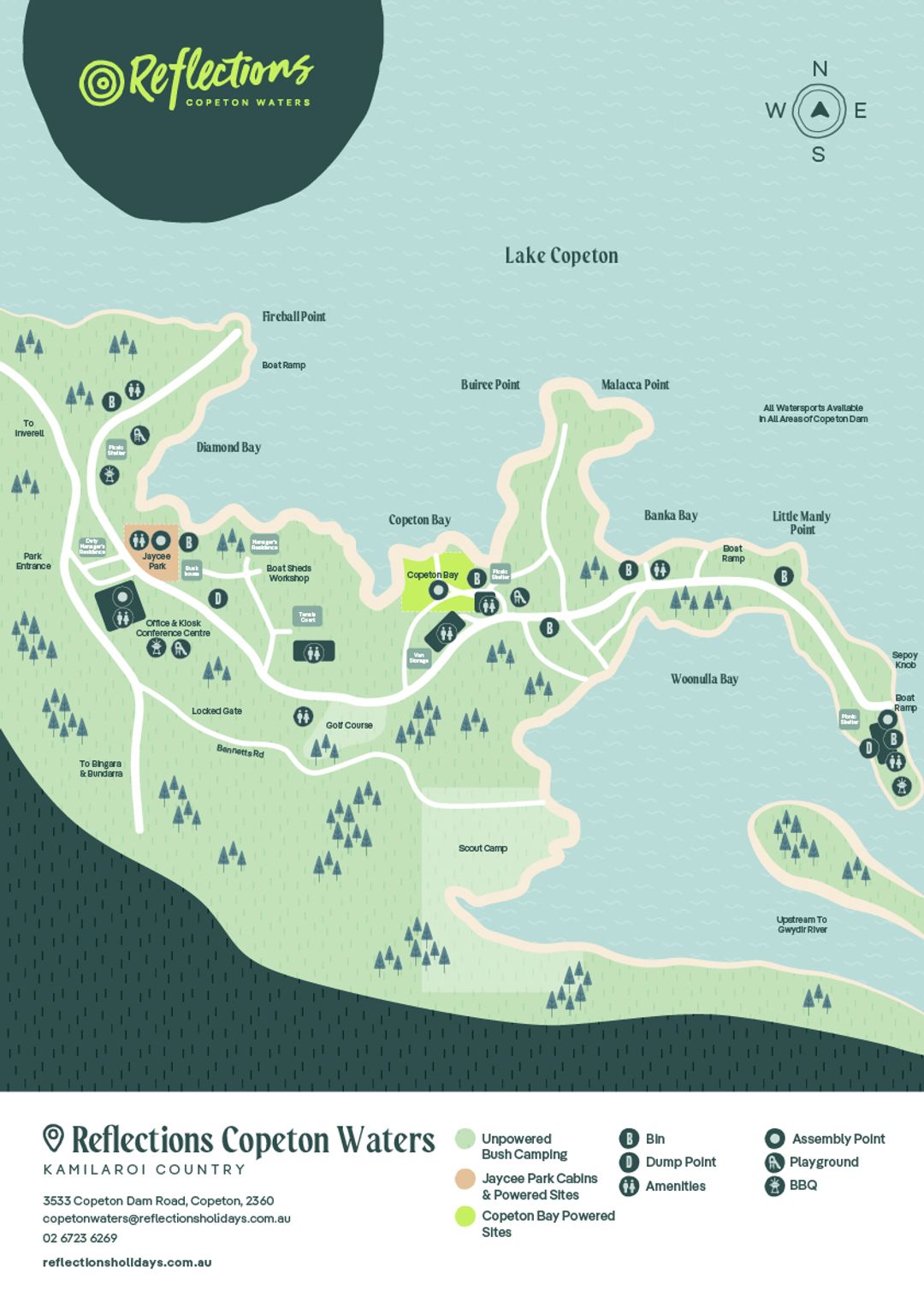 Park map | Copeton Waters Holiday & Caravan Park | Reflections Holidays