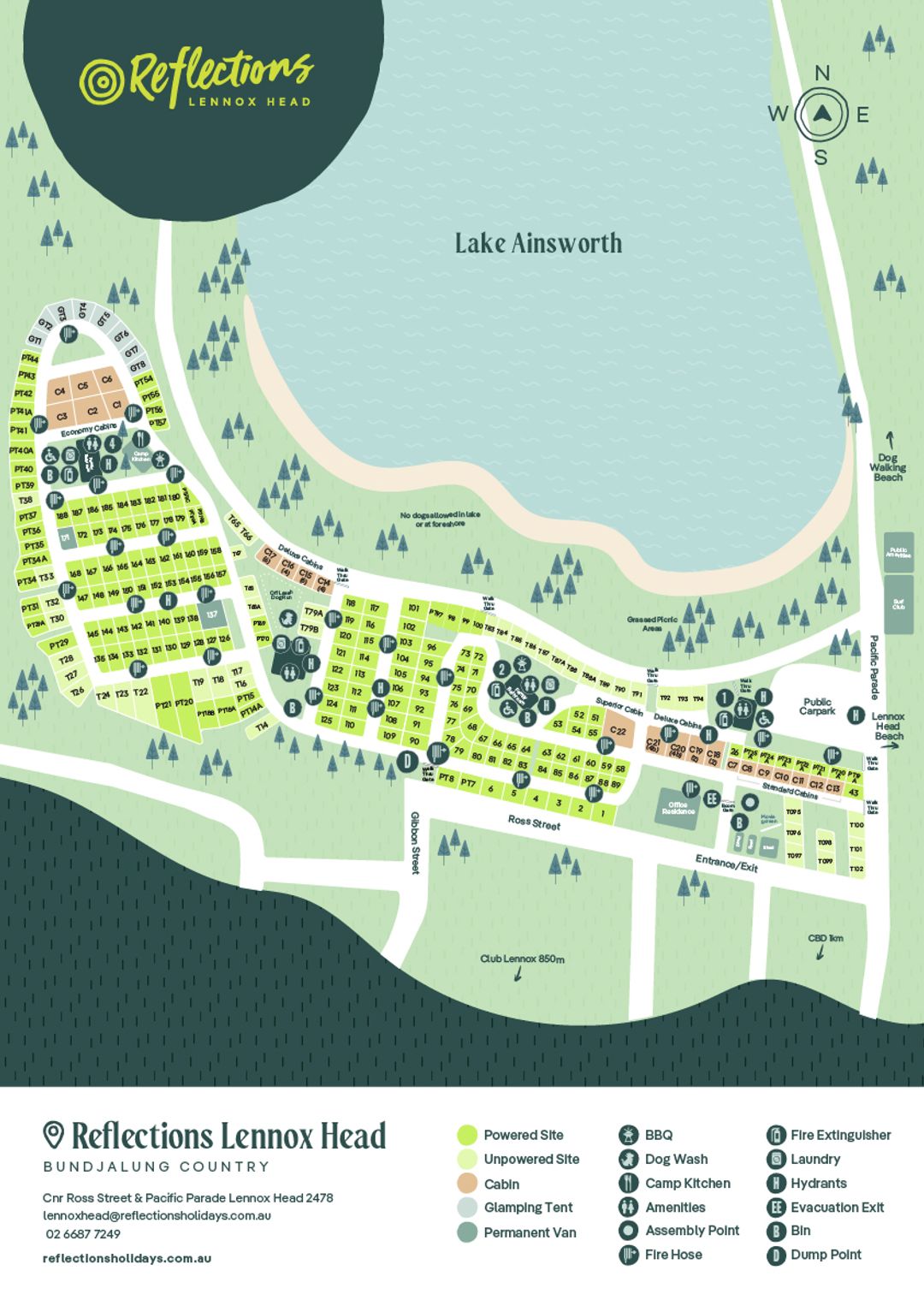 Park map | Lennox Head Holiday & Caravan Park | Reflections Holidays