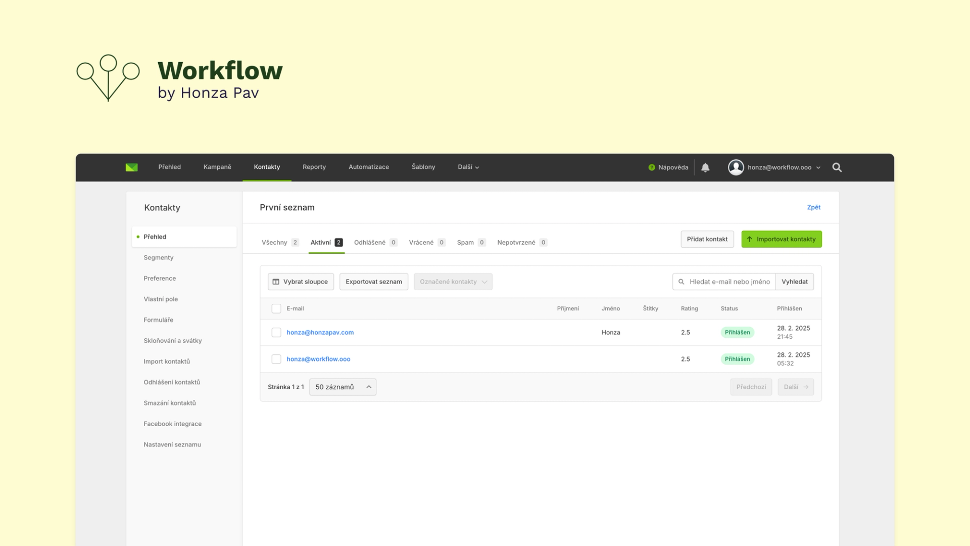Ecomail – české řešení pro newslettery | Workflow
