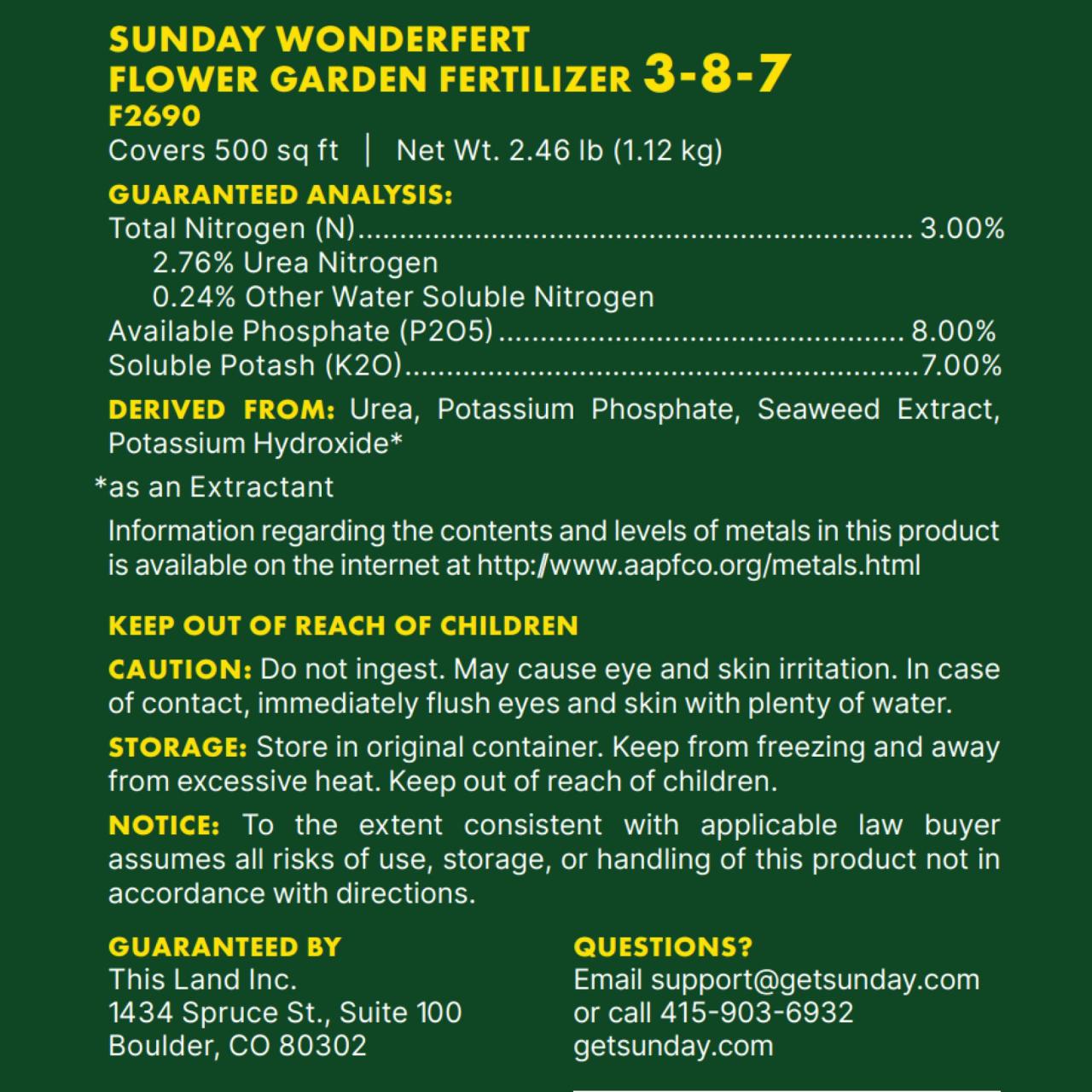 WonderFert Flower Garden Fertilizer | Sunday Lawn Care