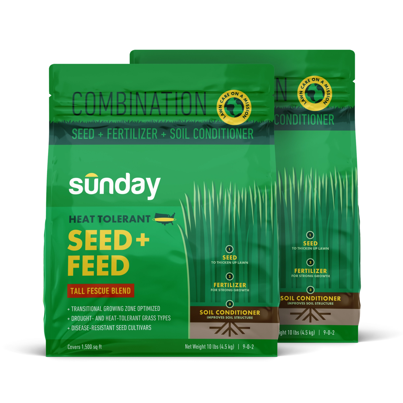 Heat Tolerant Seed + Feed, 10lb (2-pack) | Sunday Lawn Care