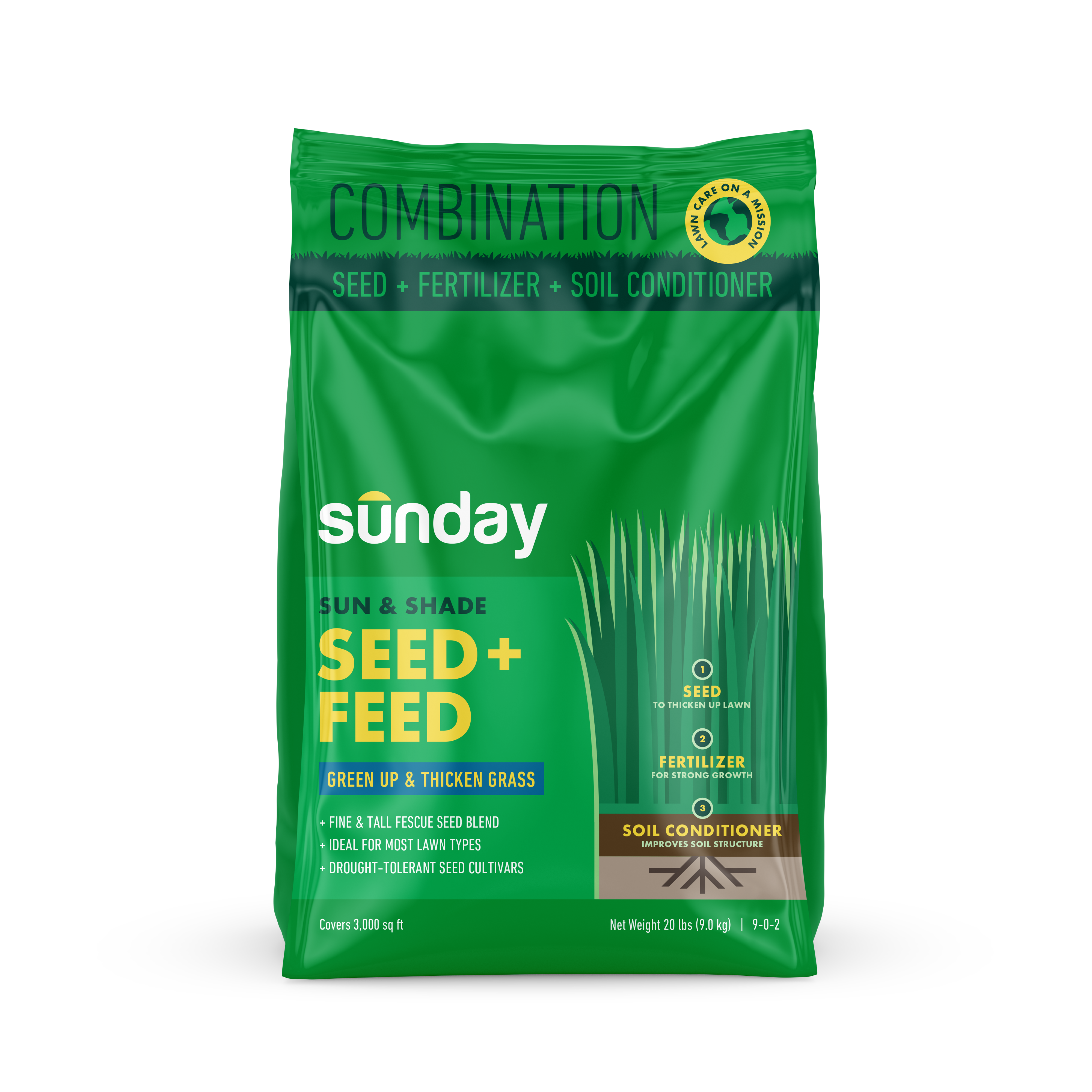 Sun & Shade Seed + Feed | Sunday Lawn Care