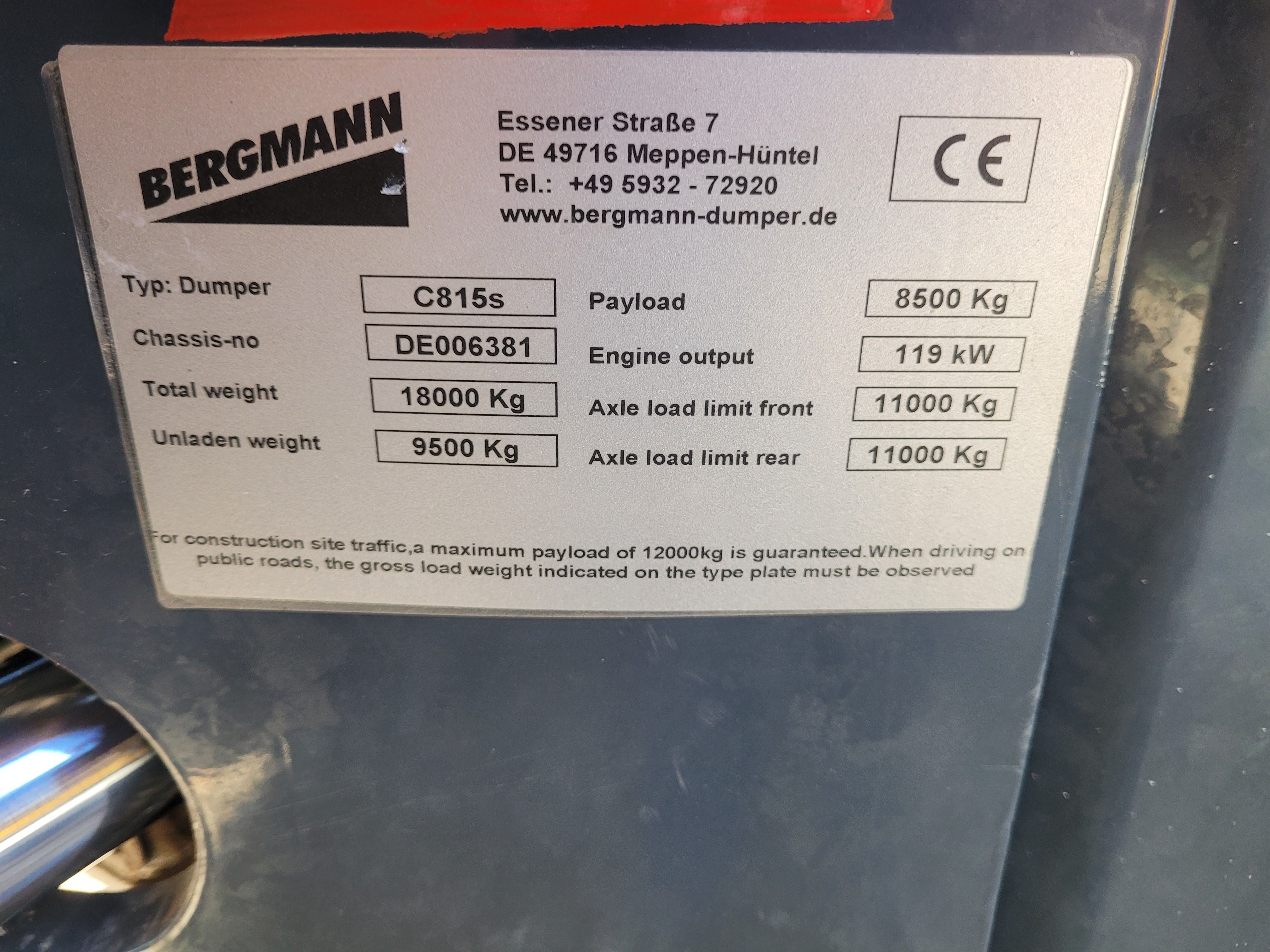 2022 BERGMANN BERGMANN C815 ARTICULATED DUMP TRUCK For Sale | Newman ...
