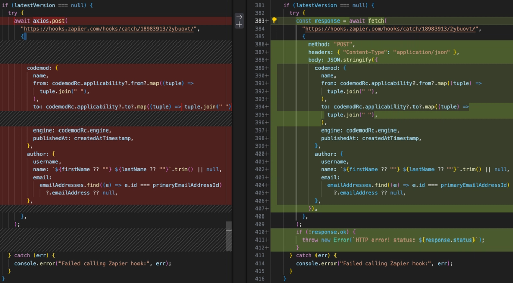From Axios → Fetch with Codemod 2.0