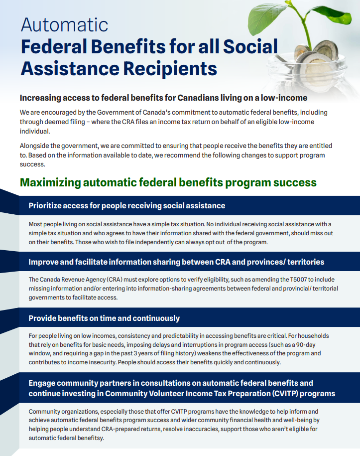 Automatic Federal Benefits for all Social Assistance Recipients | Momentum