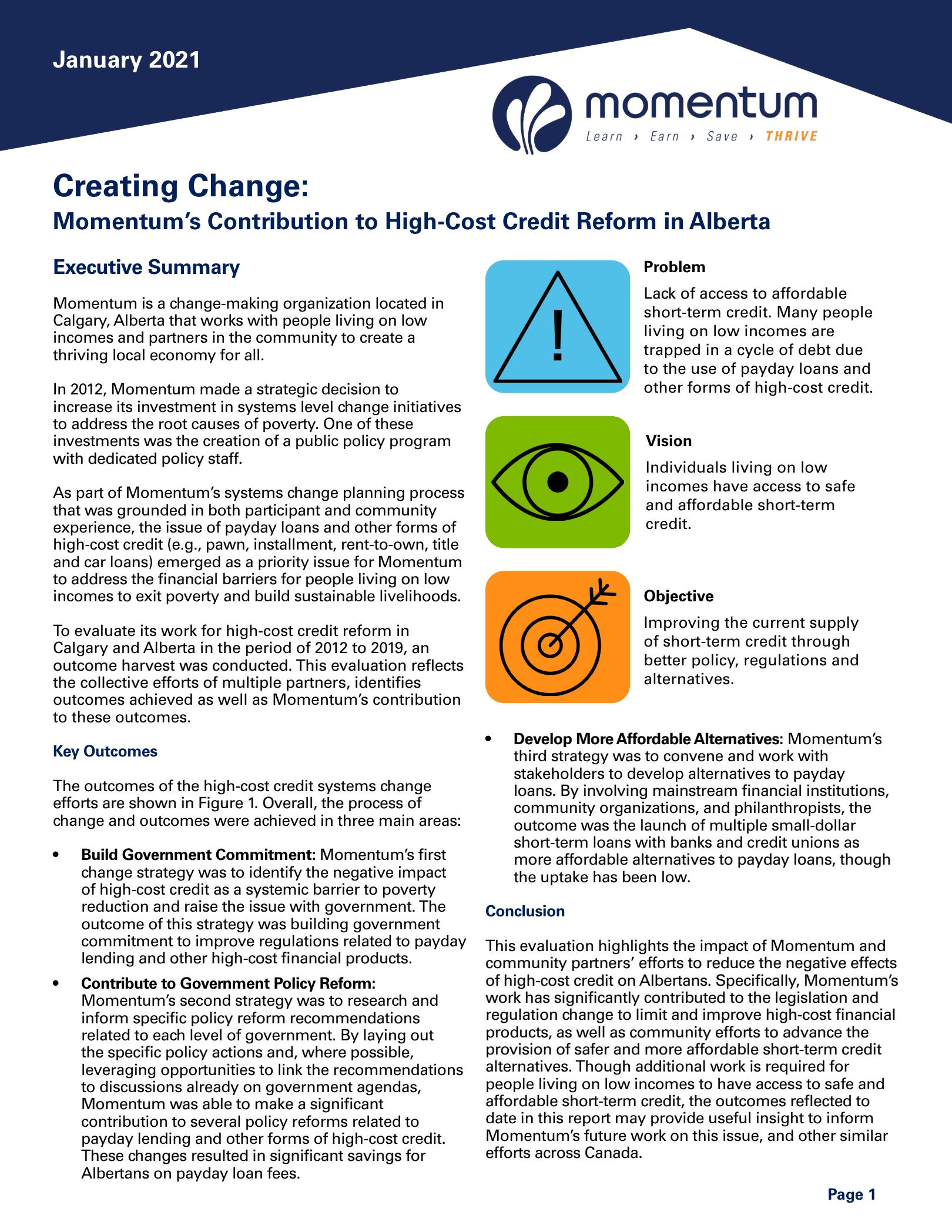 Creating Change: Momentum’s Contribution to High-Cost Credit Reform in ...