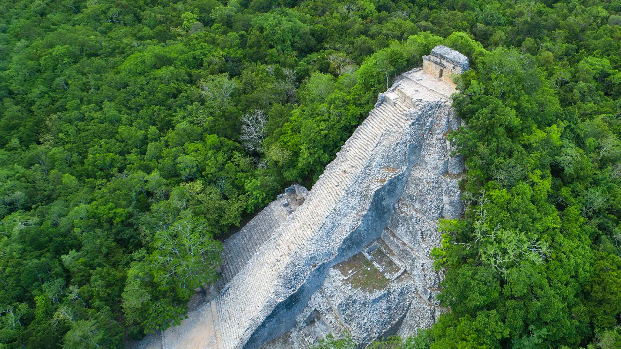 Nohoch-Mul, the tallest Mayan pyramid in Coba.