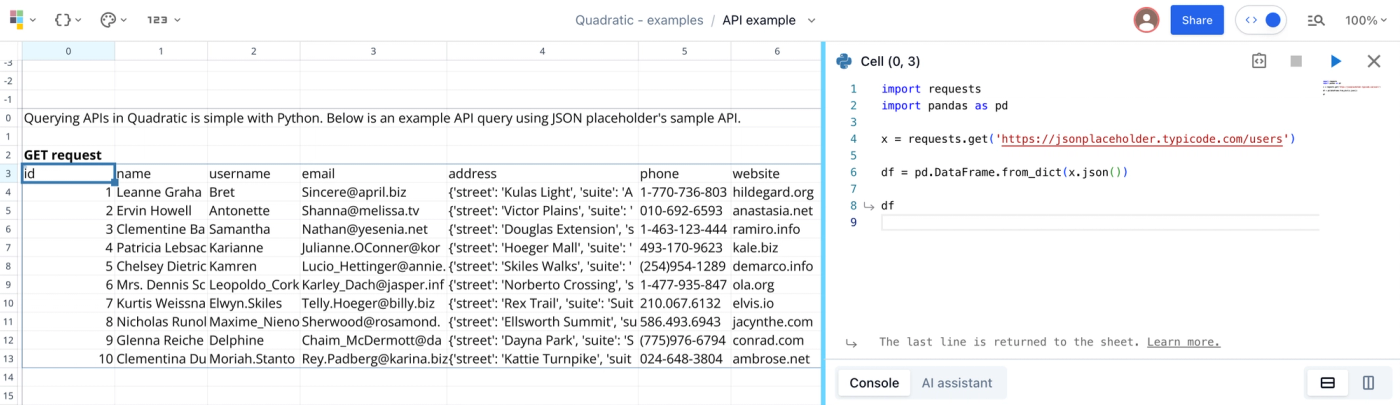 Making API Requests From Your Spreadsheets