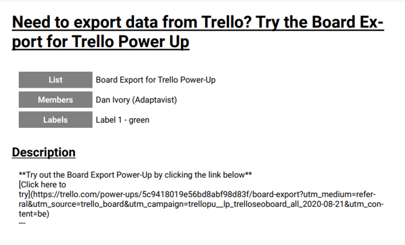 Get more from your exported Trello reports with Board Export