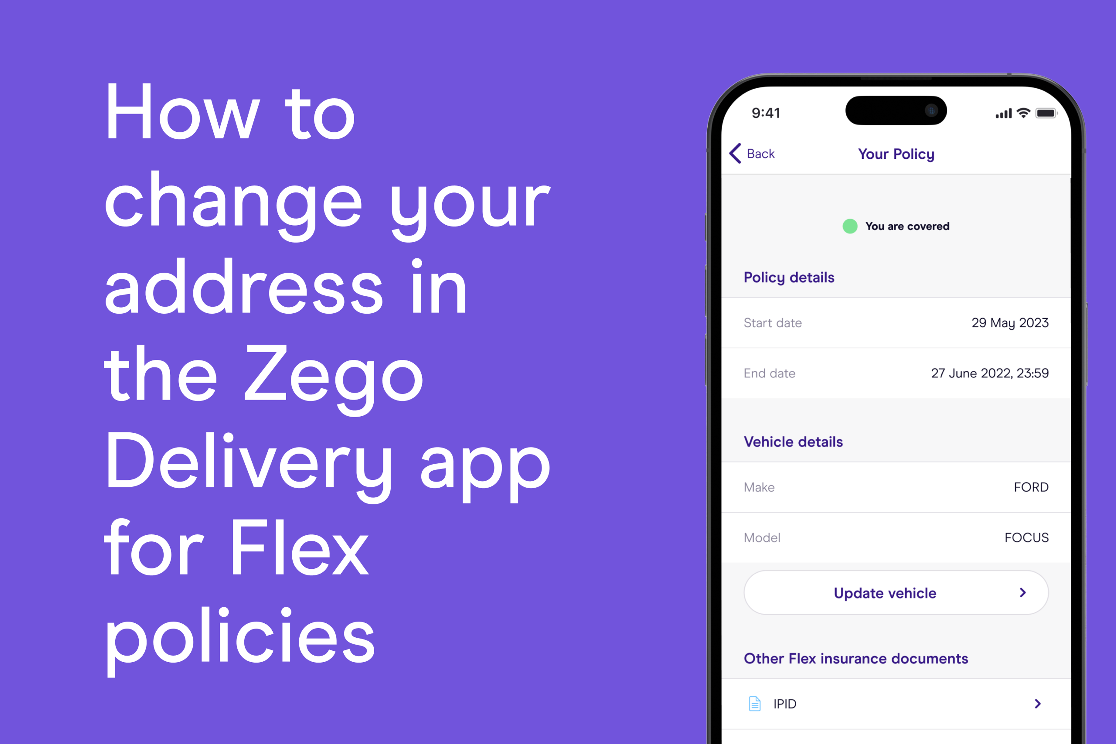 How to change your address in the Zego Delivery app for Fixed policies