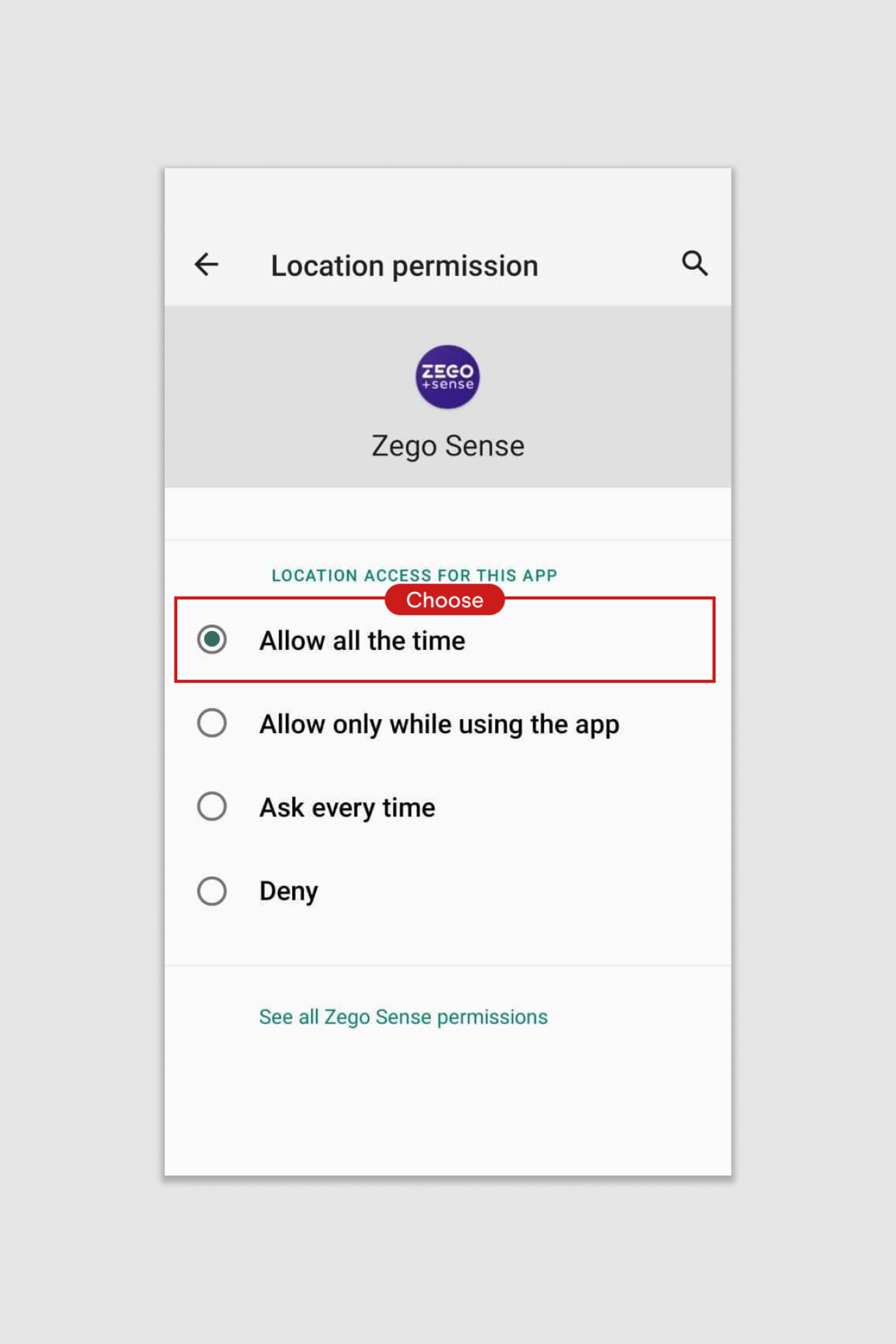 How to download Zego Sense & enable your permissions