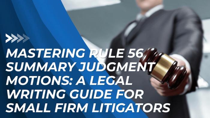Mastering Rule 56 Summary Judgment Motions: A Legal Writing Guide for ...